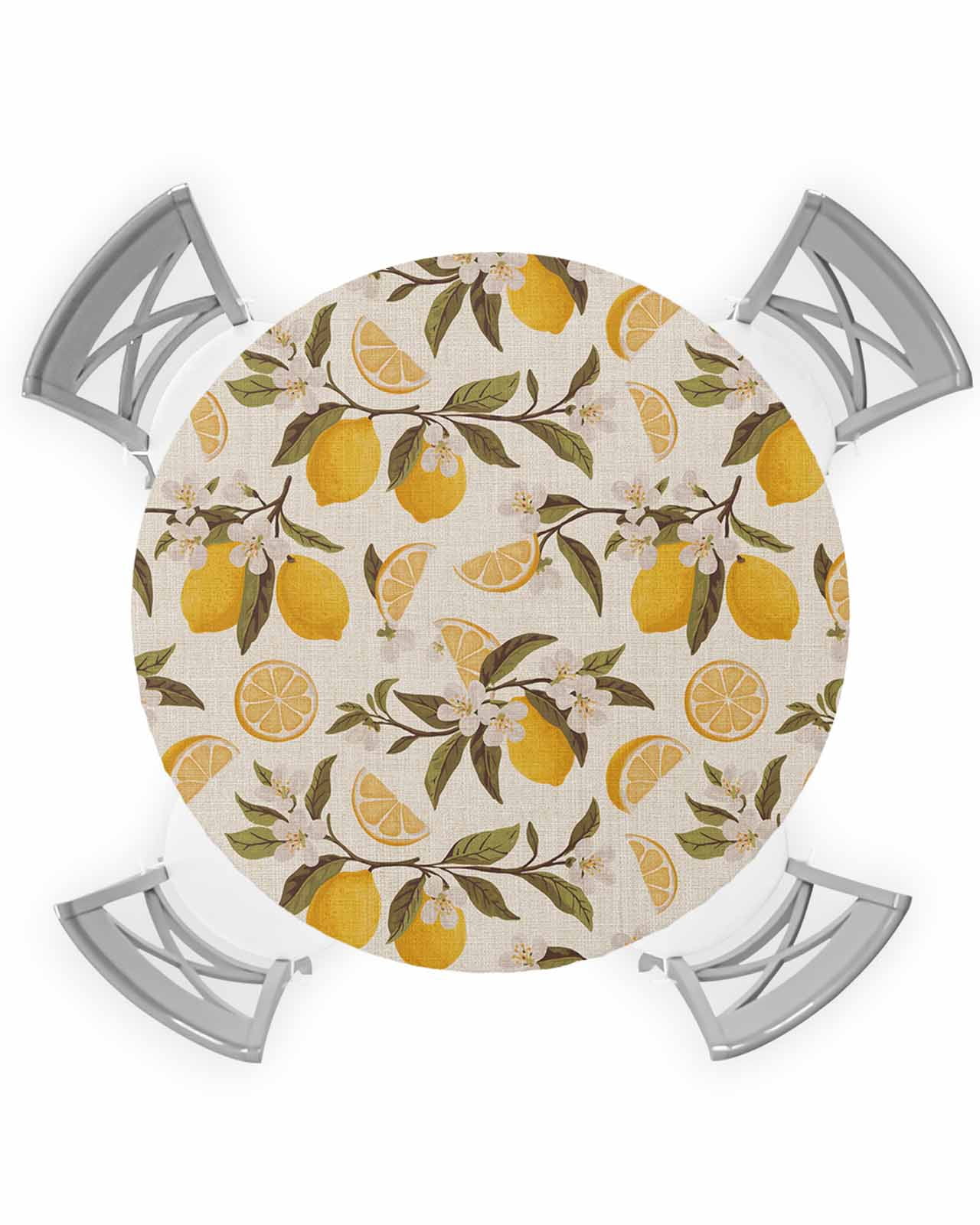 nqOlkjepod Vintage Summer Lemon Round Tablecloth, Fitted Table Cover ...