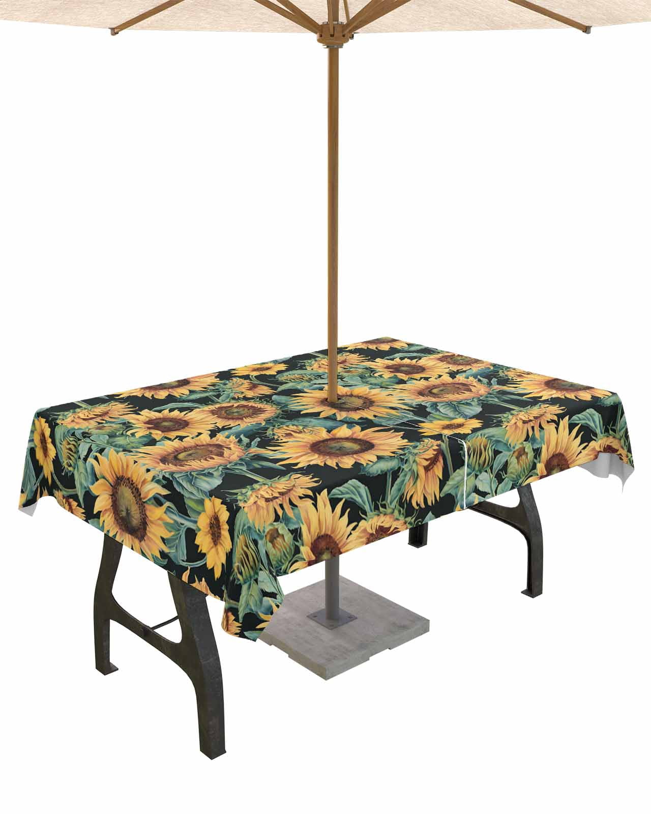 nqOlkjepod Vintage Sunflower Outdoor Tablecloth with Umbrella Hole ...