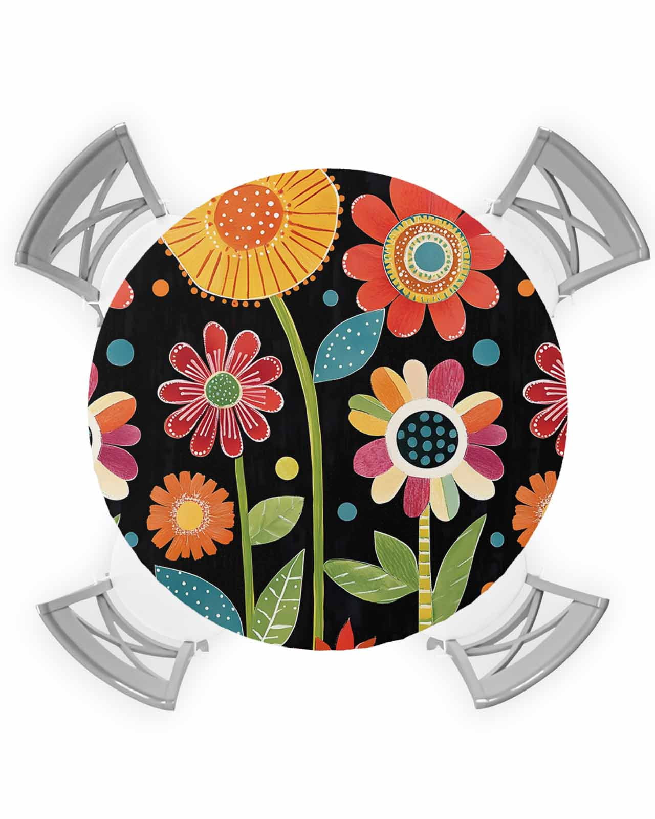 nqOlkjepod Vintage Sunflower Round Tablecloth, Fitted Table Cover with ...