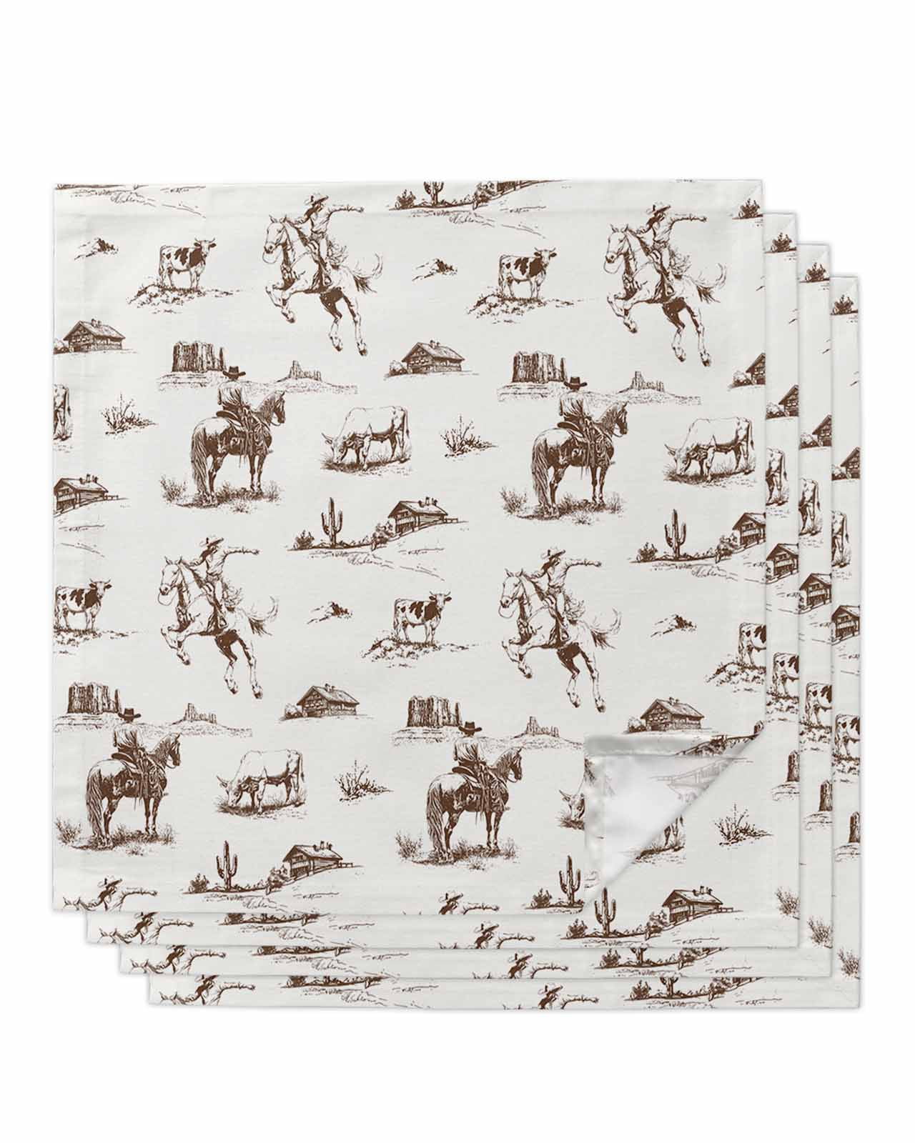 nqOlkjepod Vintage Western Cloth Napkins Set of 4 Reusable Dinner ...