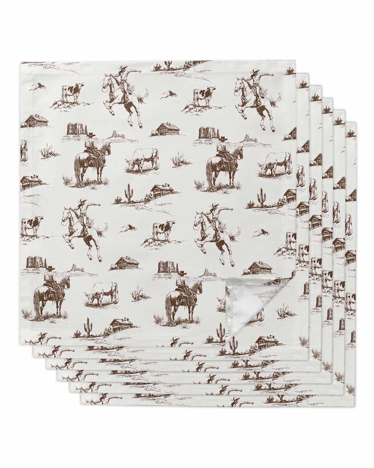 nqOlkjepod Vintage Western Cloth Napkins Set of 6 Reusable Dinner ...