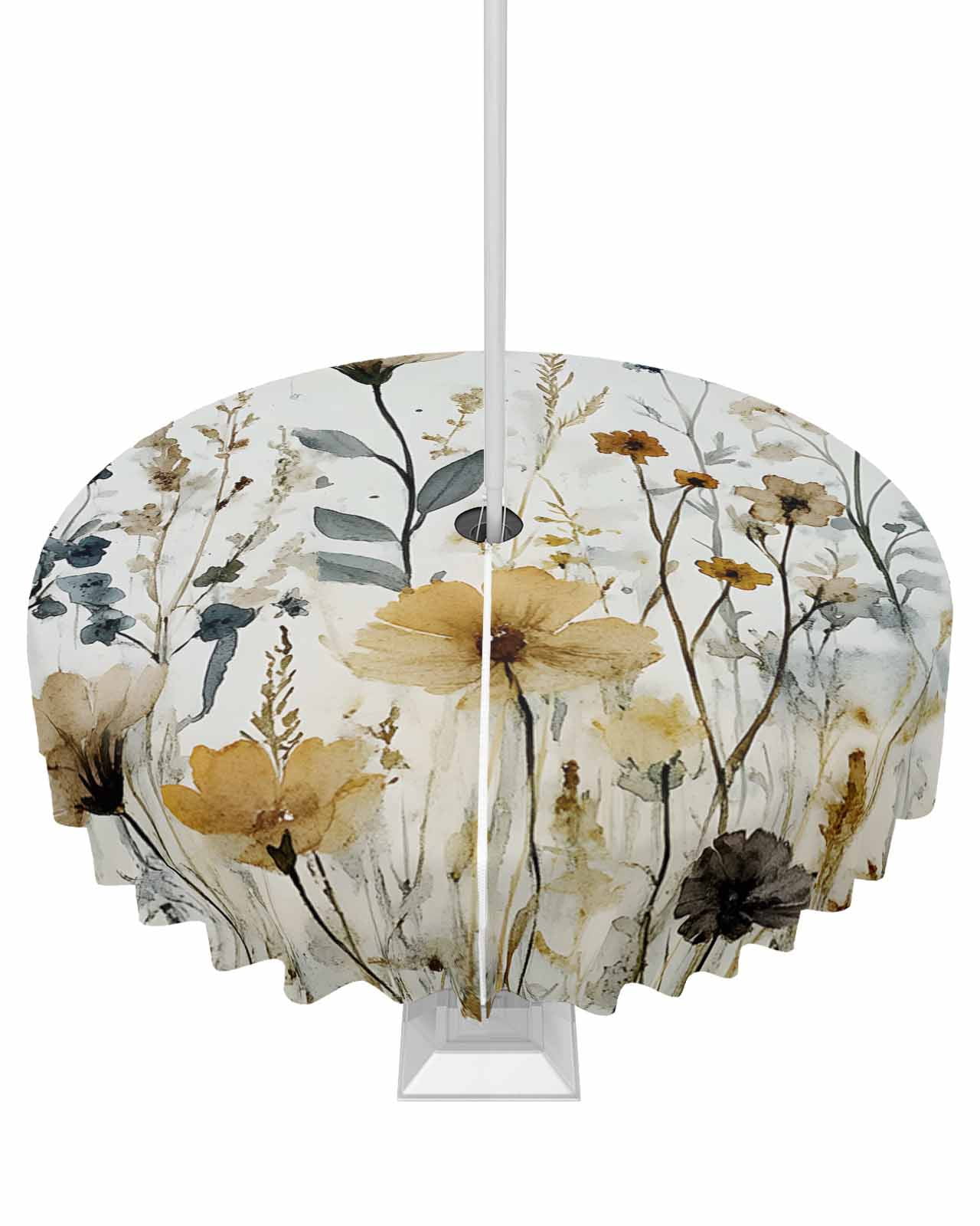 nqOlkjepod Watercolor Botanical Floral Outdoor Tablecloth with Umbrella ...