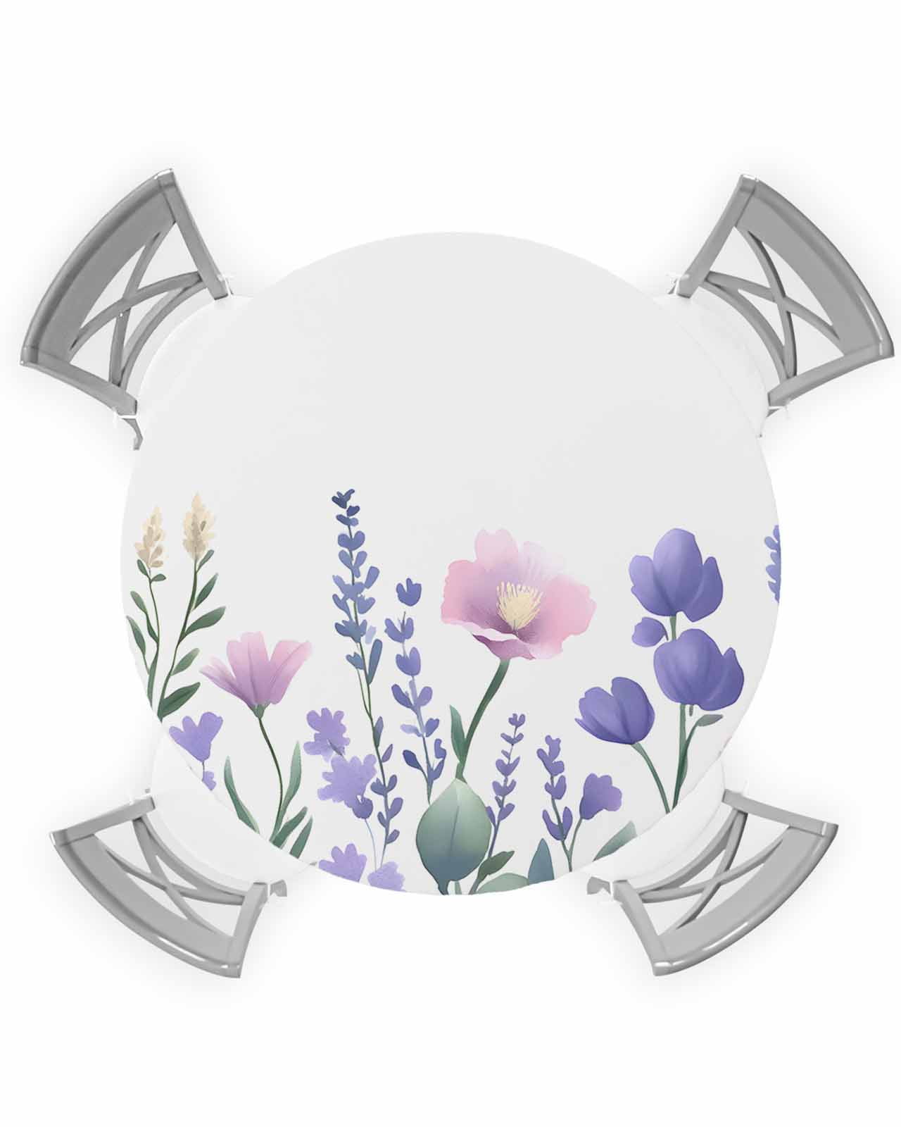 nqOlkjepod Watercolor Flowers Round Tablecloth, Fitted Table Cover with ...