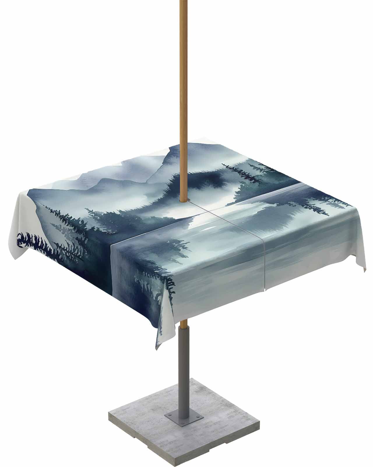 nqOlkjepod Watercolor Lake Forest Outdoor Tablecloth with Umbrella Hole ...