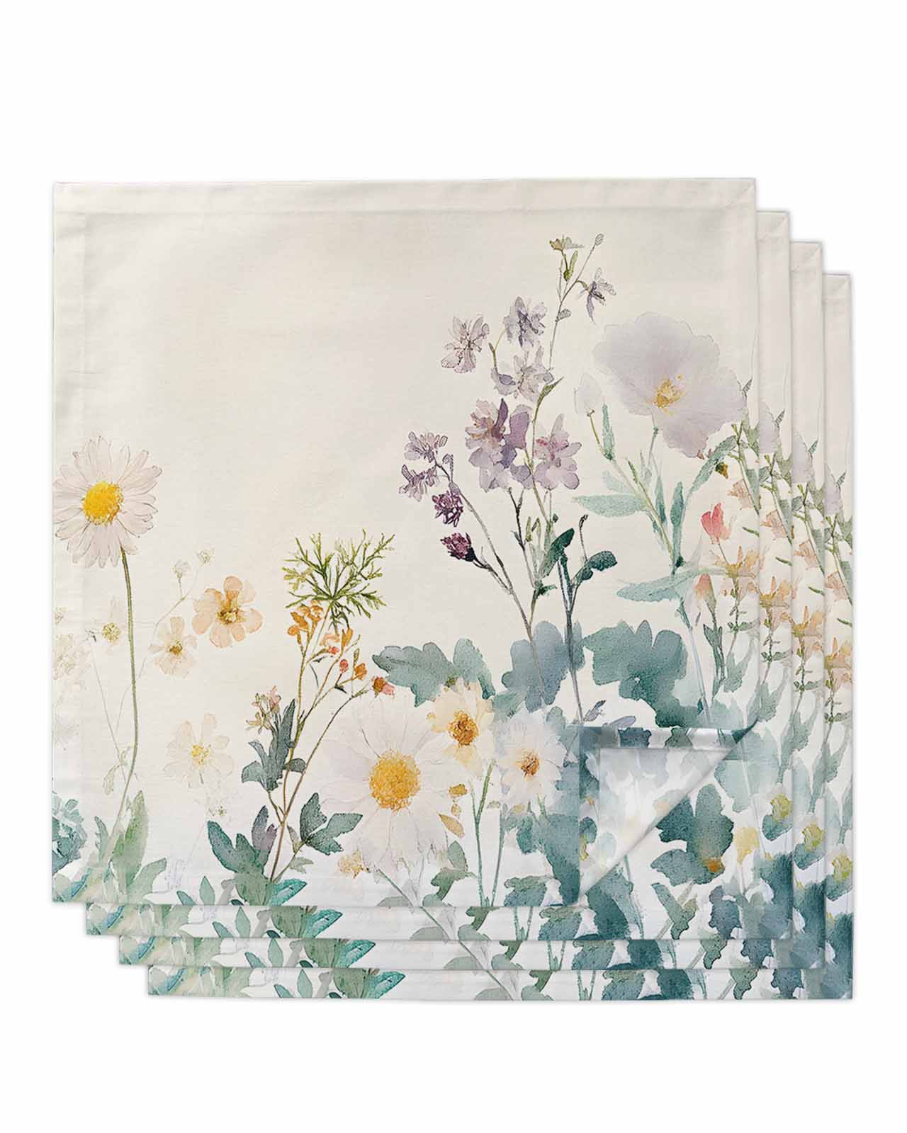 nqOlkjepod Watercolor Spring Floral Cloth Napkins Set of 4 Reusable ...