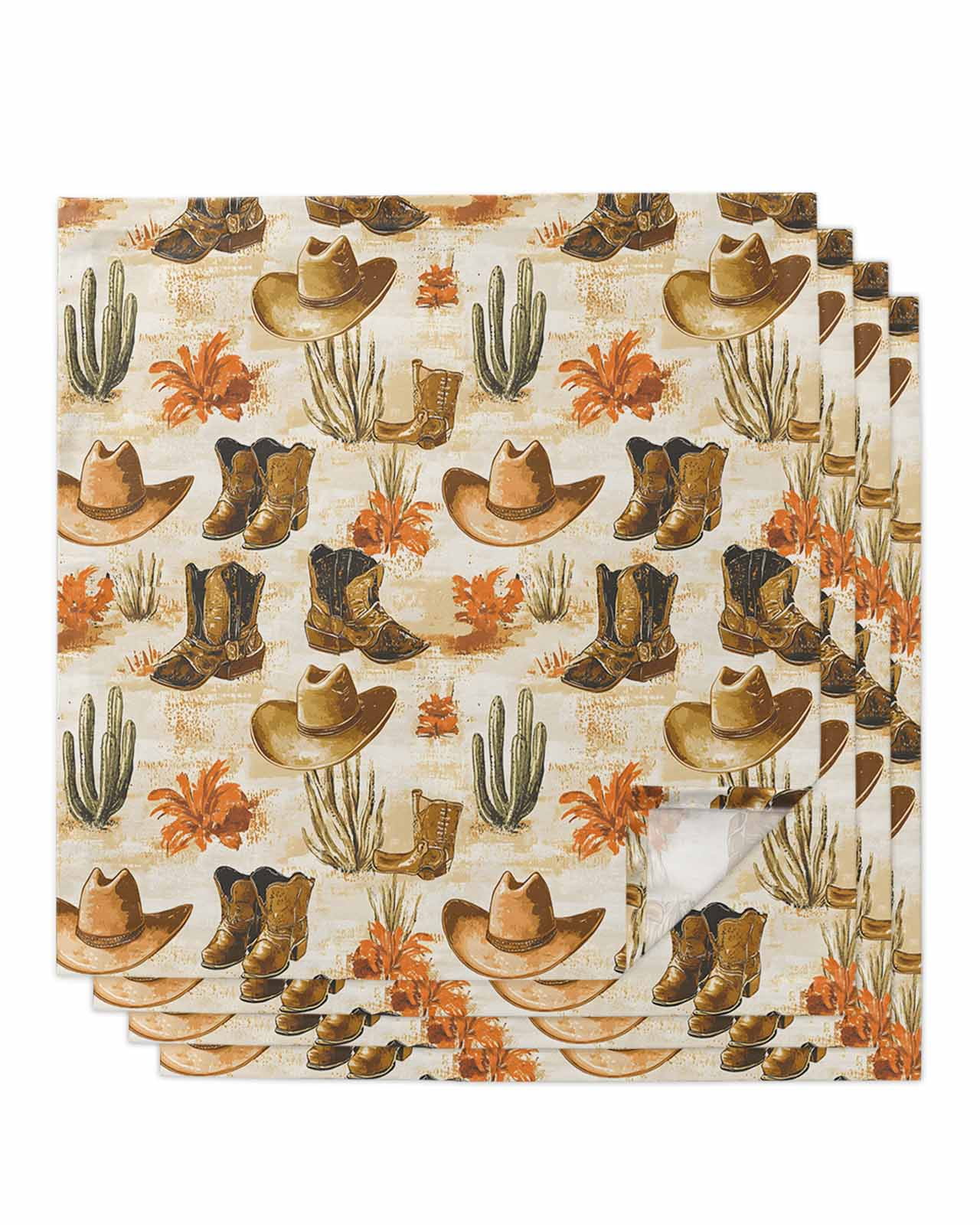 nqOlkjepod Western Cowboy Cloth Napkins Set of 4 Reusable Dinner ...