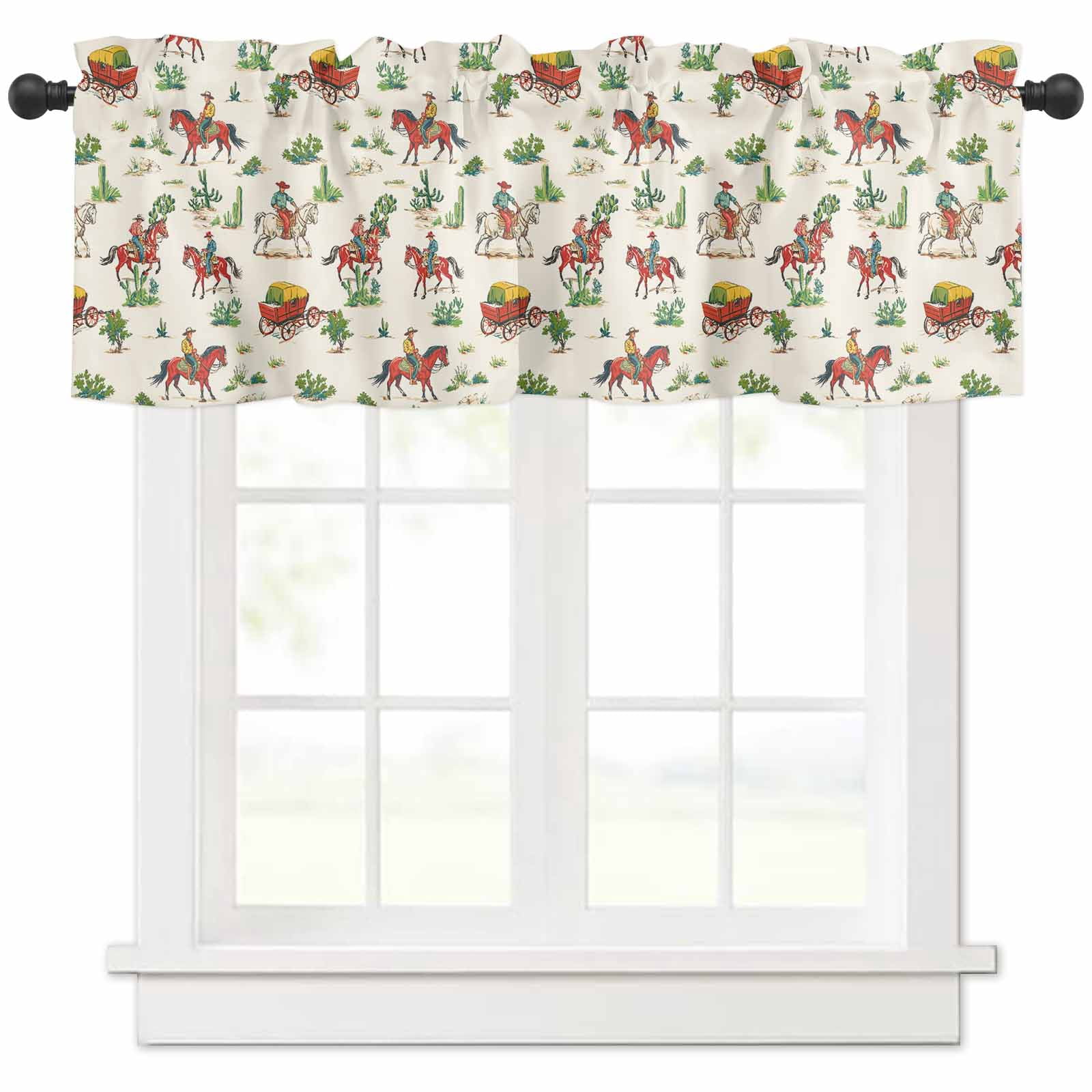 nqOlkjepod Western Cowboy Farmhouse Short Window Curtain Valances ...