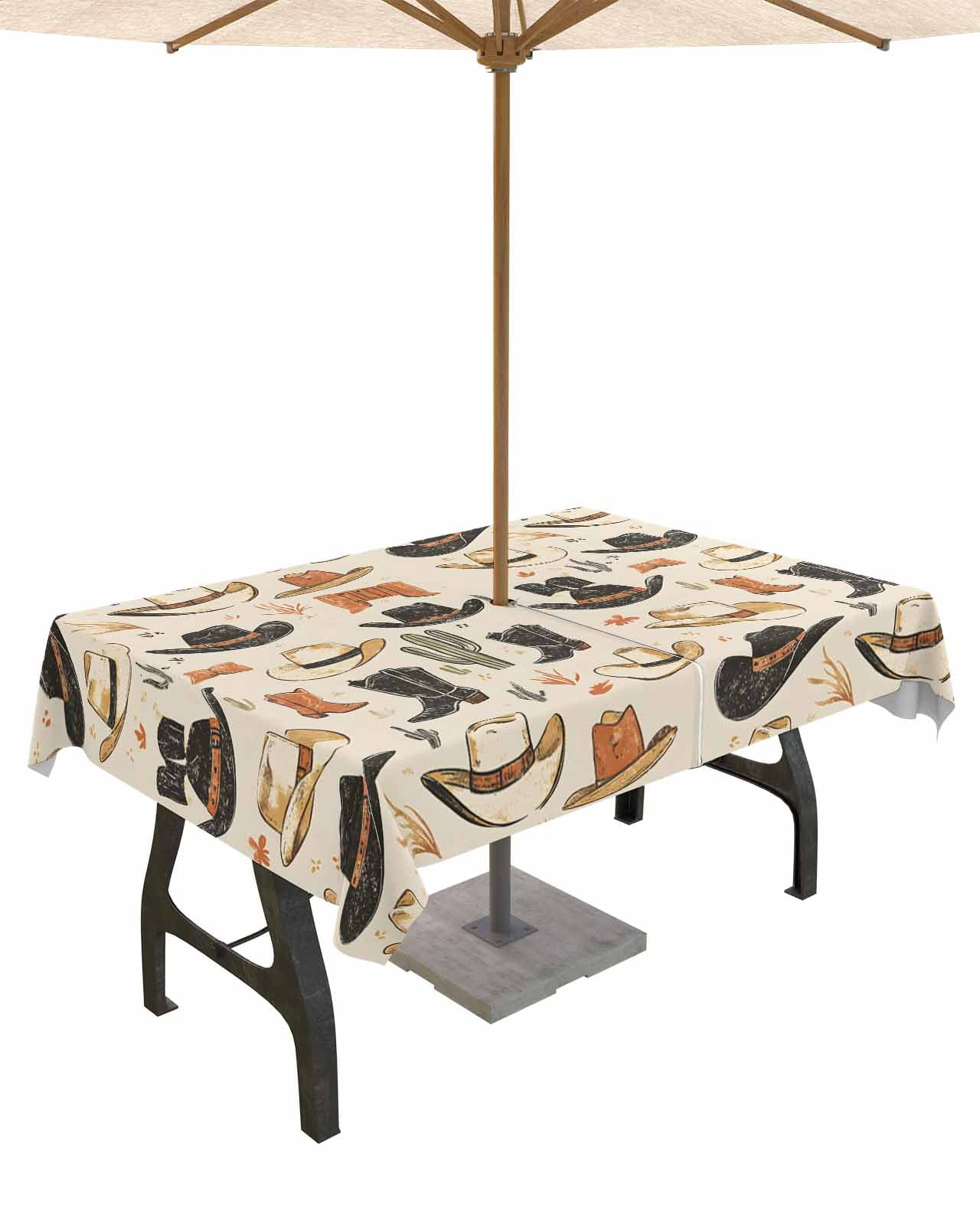 nqOlkjepod Western Cowboy Outdoor Tablecloth with Umbrella Hole ...