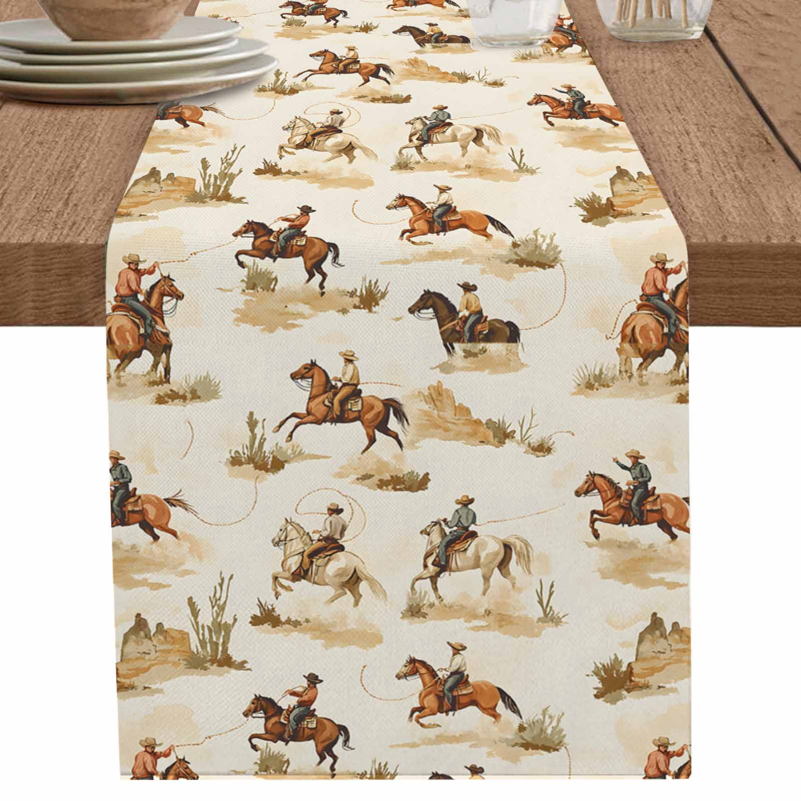 nqOlkjepod Western Cowboy Table Runner 108 Inches Long Farmhouse Dress ...