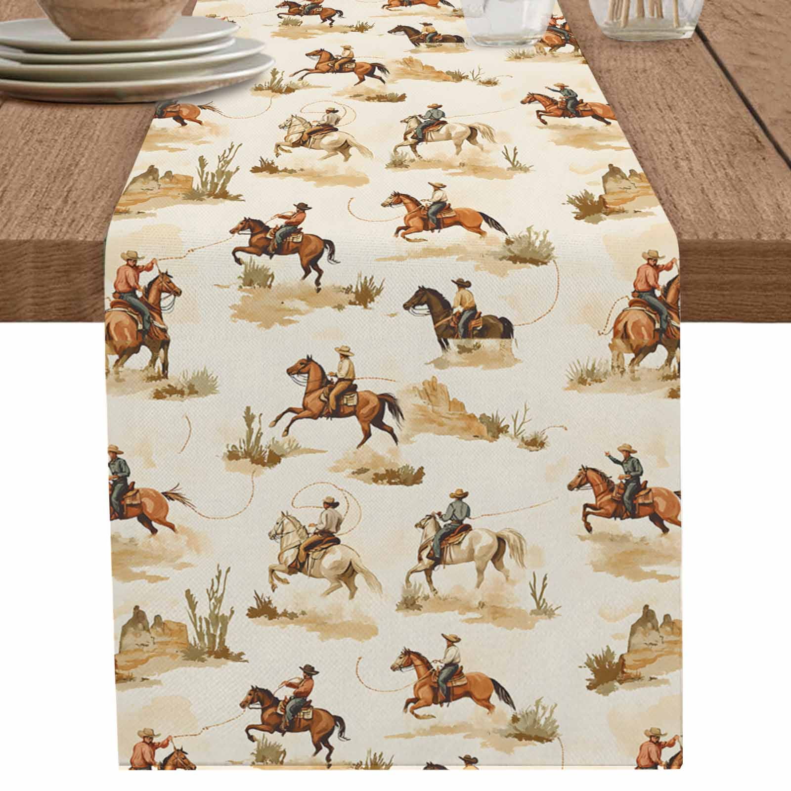 nqOlkjepod Western Cowboy Table Runner 120 Inches Long Farmhouse Dress Scarves, Vintage Country ...
