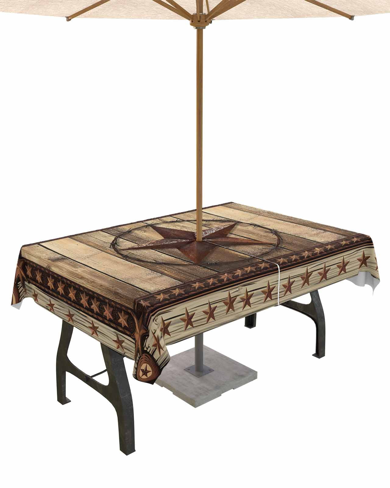 nqOlkjepod Western Farmhouse Outdoor Tablecloth with Umbrella Hole ...