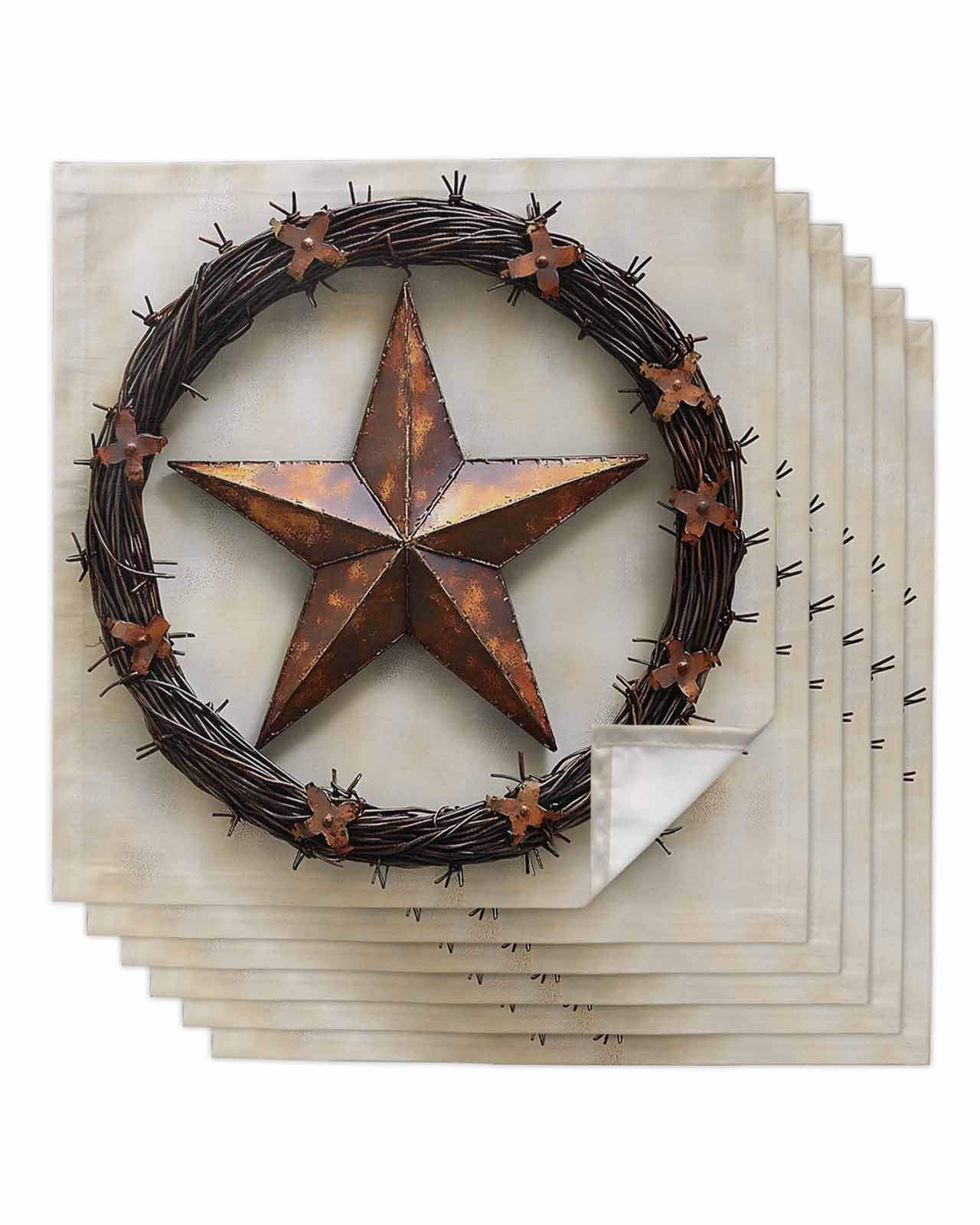 nqOlkjepod Western Star Brown Cloth Napkins Set of 6 Reusable Dinner ...