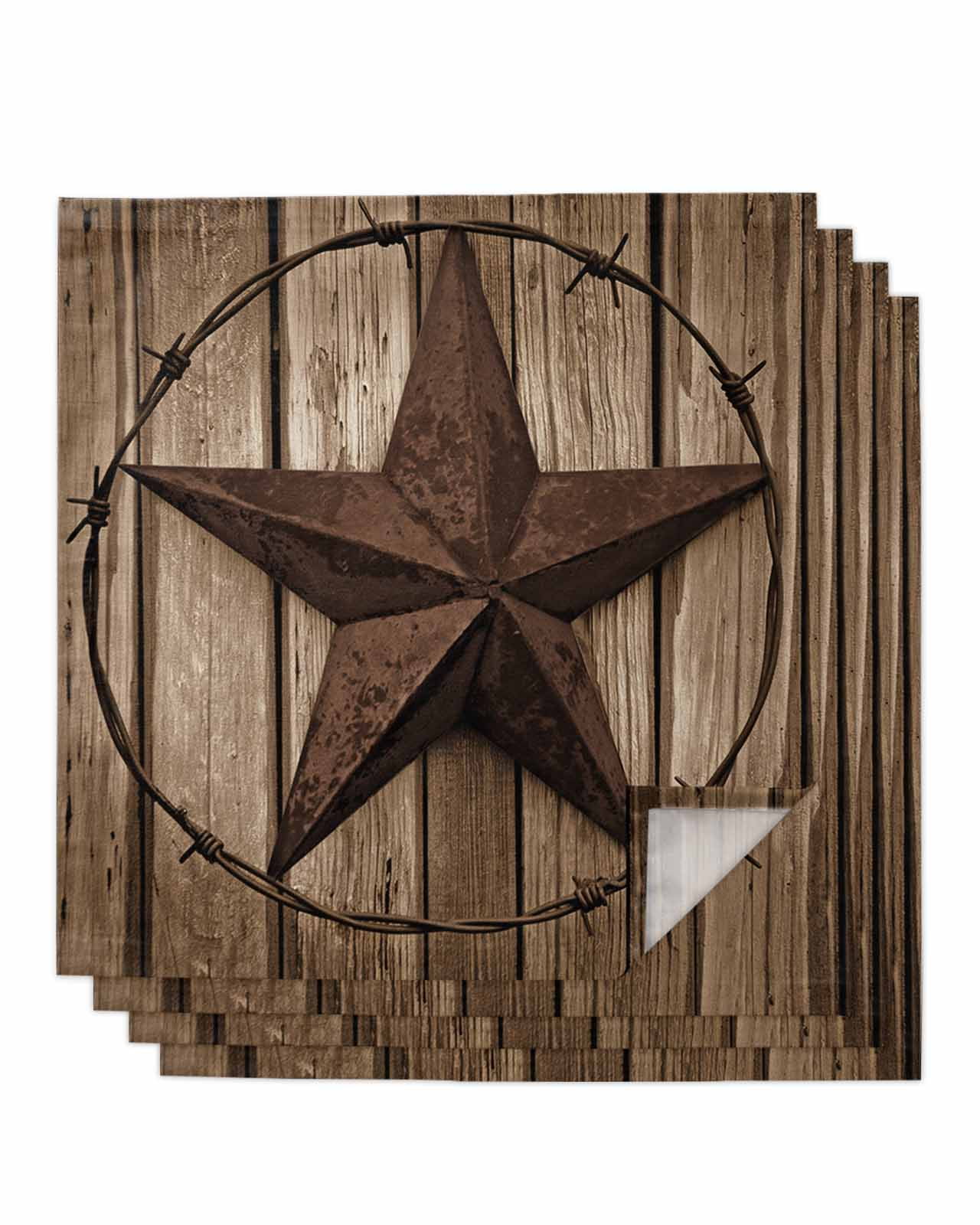 nqOlkjepod Western Star Retro Cloth Napkins Set of 4 Reusable Dinner ...