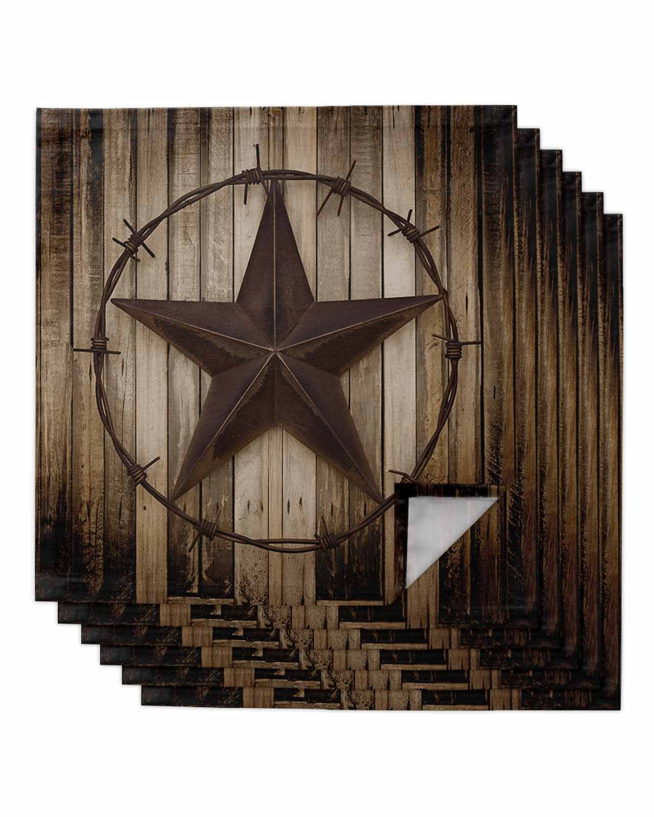 nqOlkjepod Western Star Retro Cloth Napkins Set of 6 Reusable Dinner ...