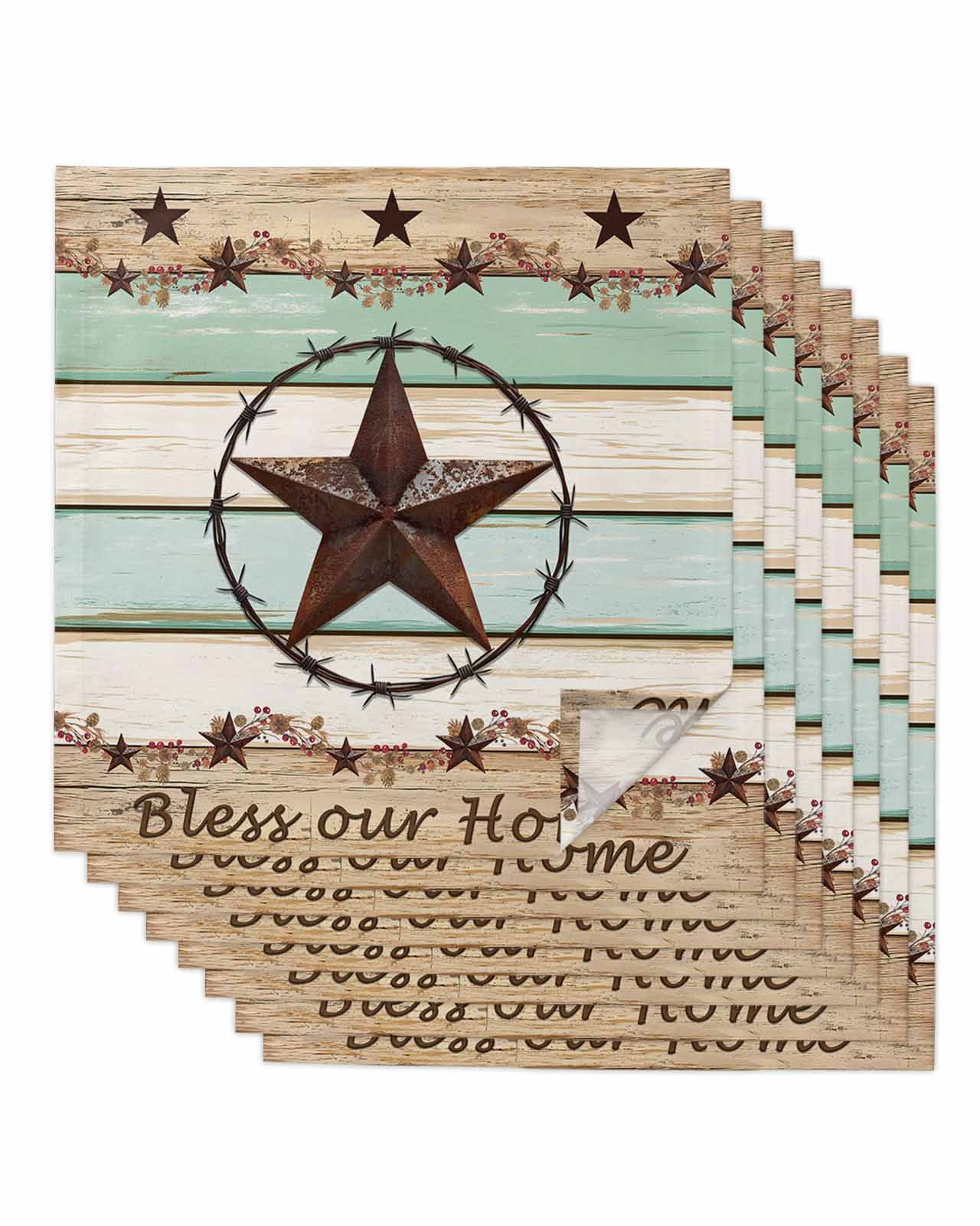nqOlkjepod Western Texas Star Green Cloth Napkins Set of 8 Reusable ...
