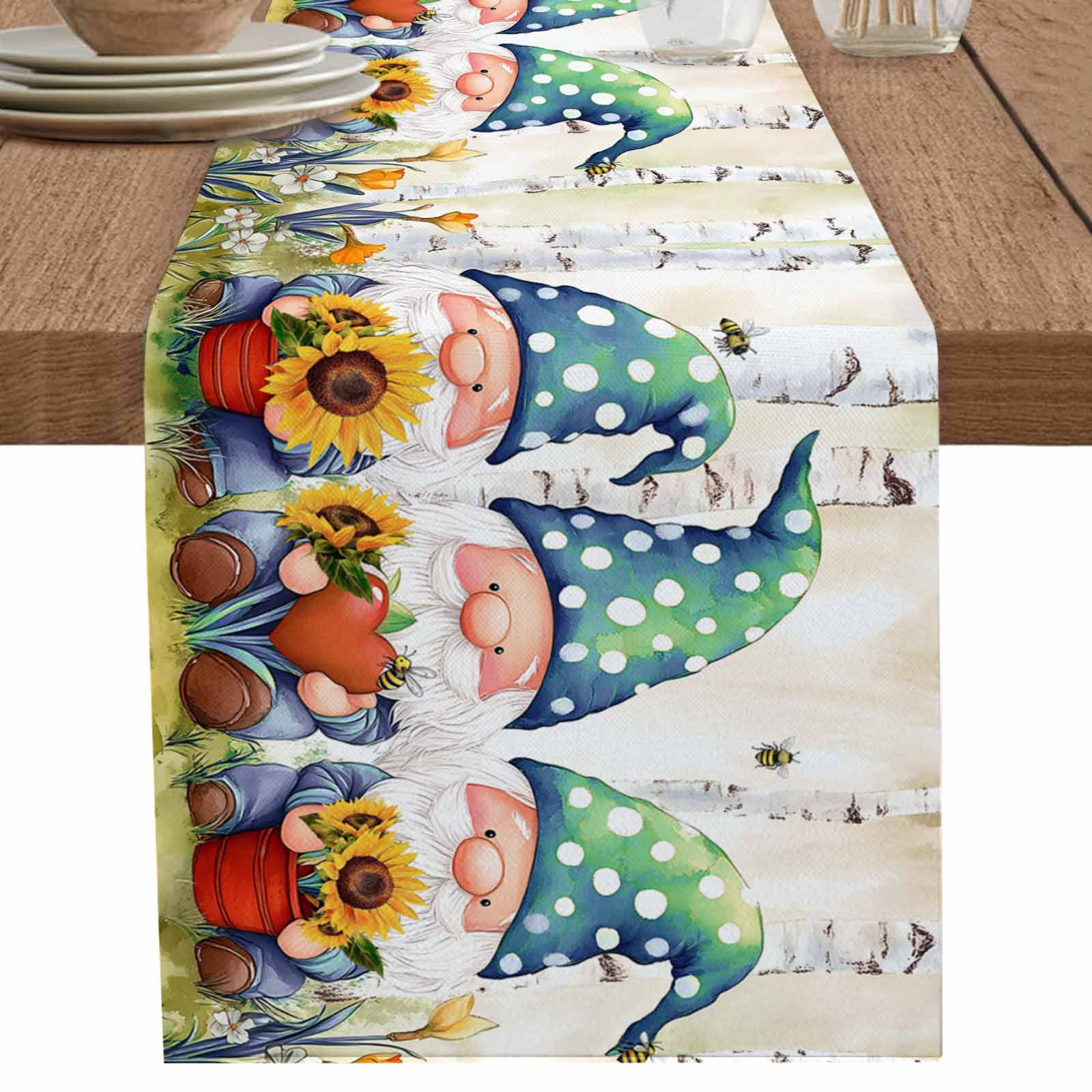 nqOlkjepod White-Beard Dwarf Table Runner 60 Inches Long Farmhouse ...