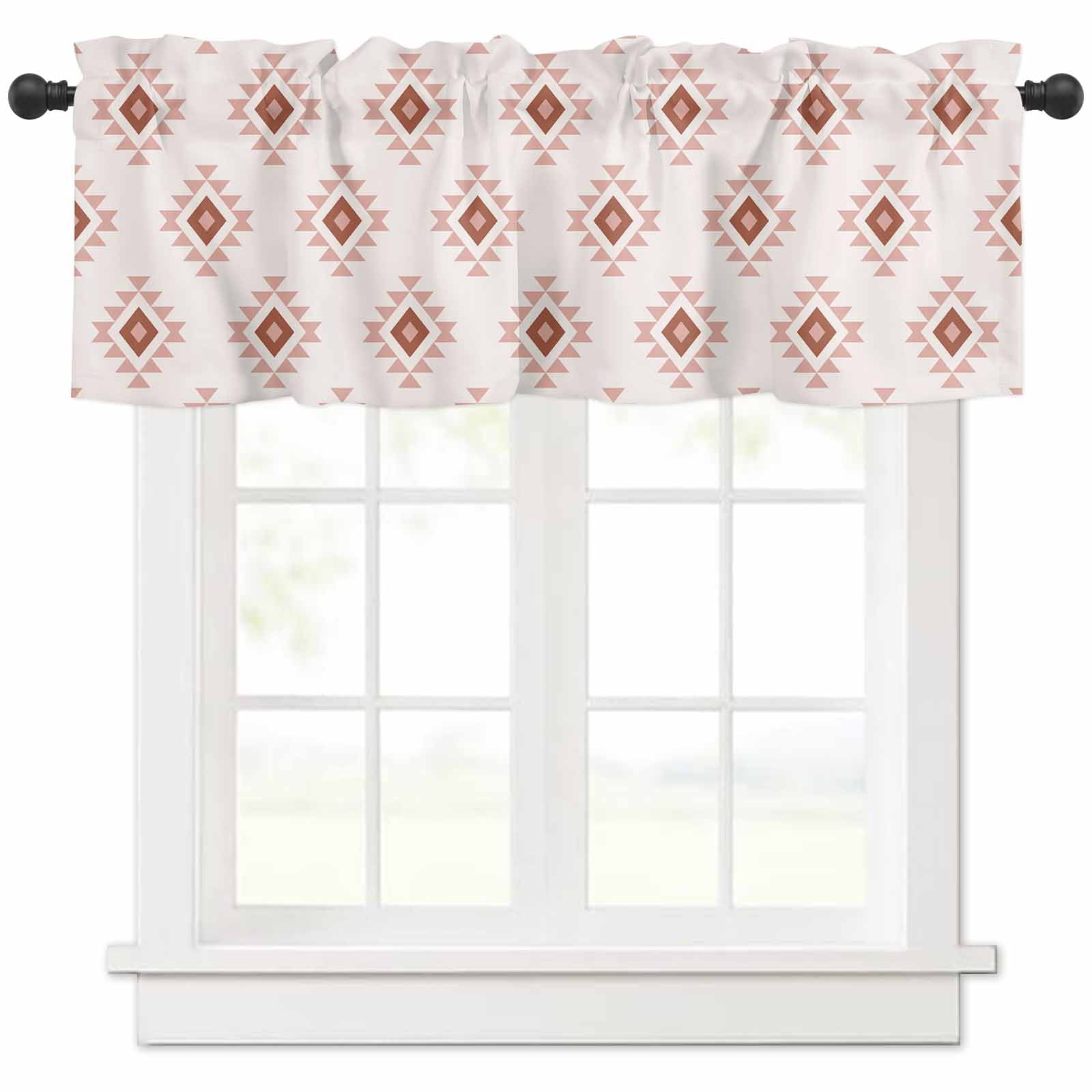 nqOlkjepod White Boho Geometric Farmhouse Short Window Curtain Valances ...