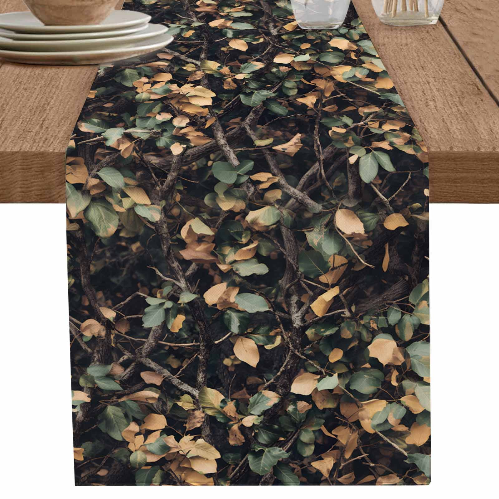 nqOlkjepod Withered Leaves Retro Table Runner 70 Inches Long Farmhouse ...