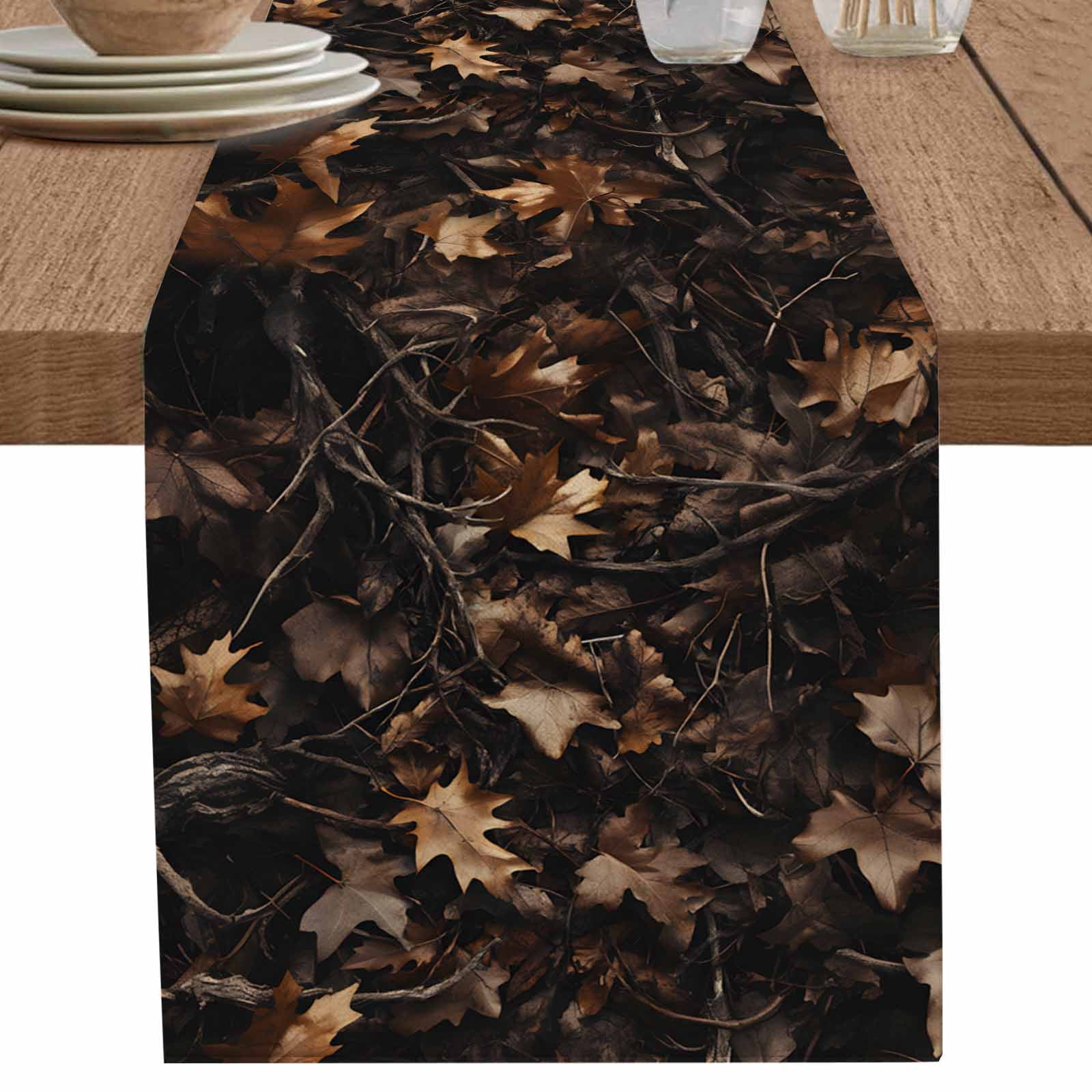 nqOlkjepod Withered LeavesVintage Brown Botanical Table Runner 72 ...