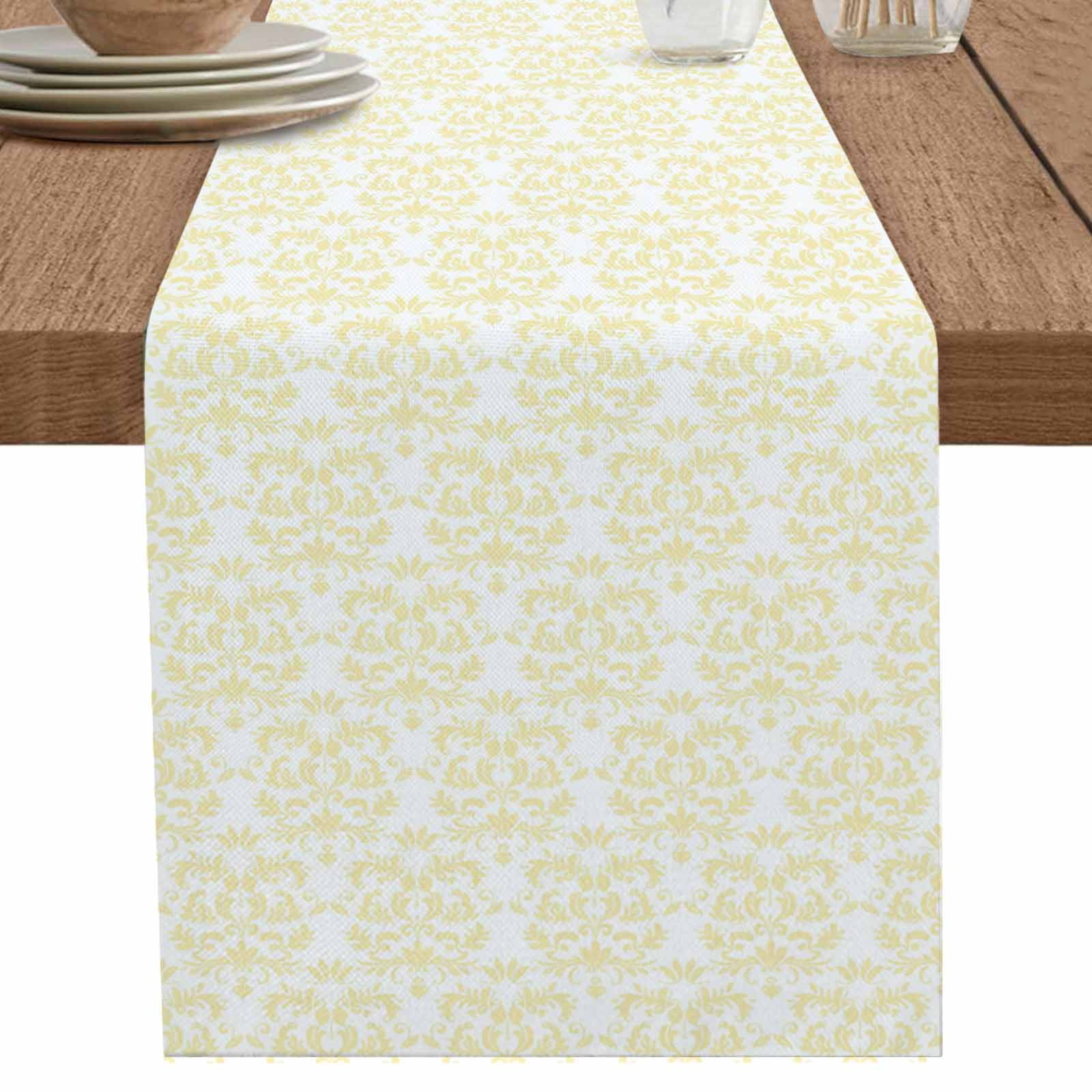 nqOlkjepod Yellow Baroque Table Runner 70 Inches Long Farmhouse Dress ...