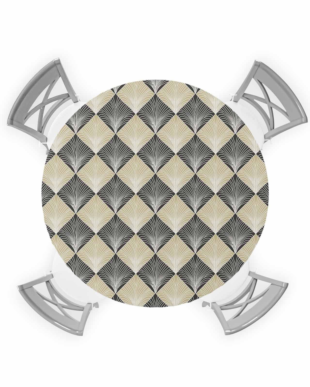 nqOlkjepod Yellow Black Round Tablecloth, Fitted Table Cover with ...