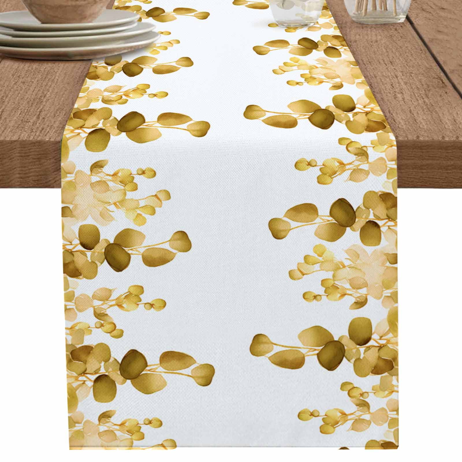 nqOlkjepod Yellow Botanical Table Runner 70 Inches Long Farmhouse Dress ...
