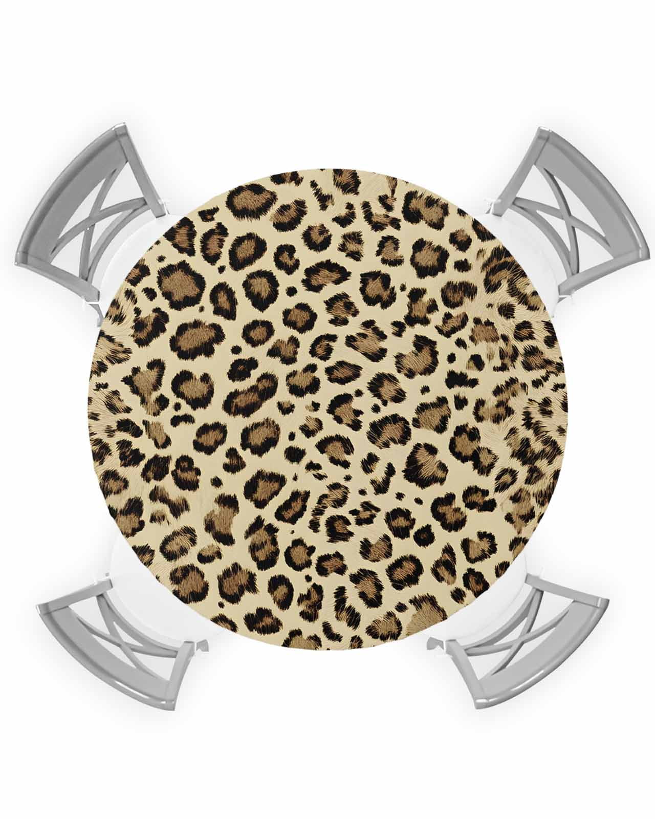 nqOlkjepod Yellow Brown Leopard Round Tablecloth, Fitted Table Cover ...