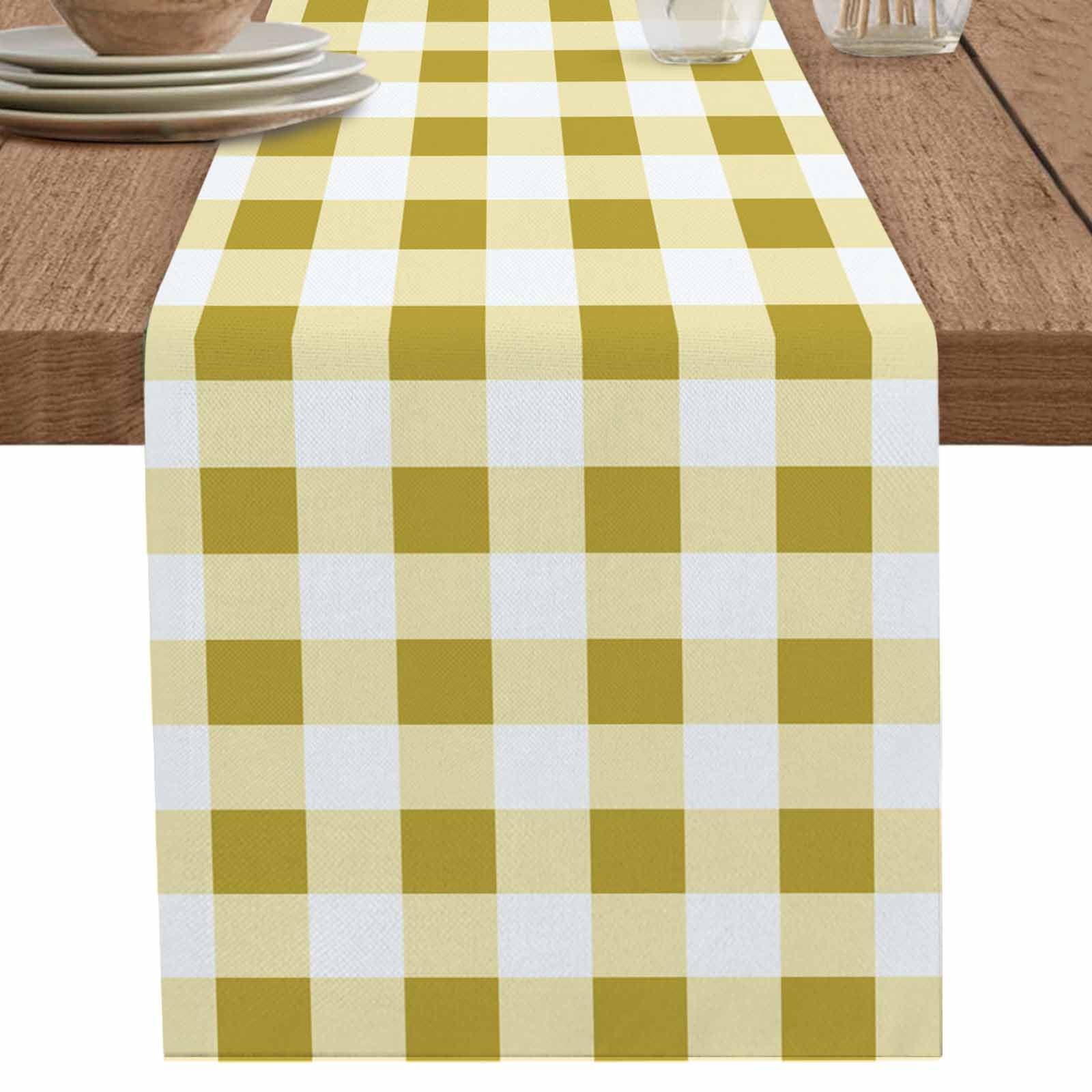 nqOlkjepod Yellow Checkered Table Runner 72 Inches Long Farmhouse Dress ...