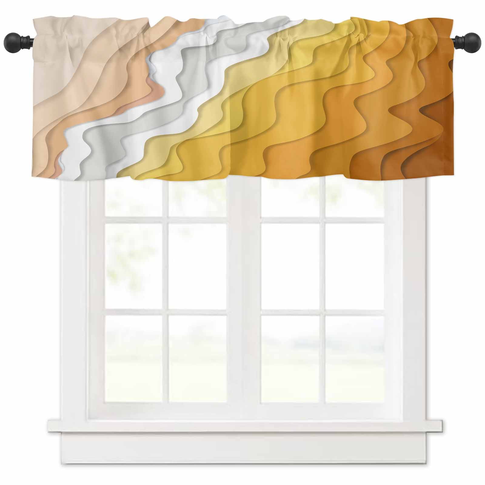 nqOlkjepod Yellow Coastal Beach Farmhouse Short Window Curtain Valances ...
