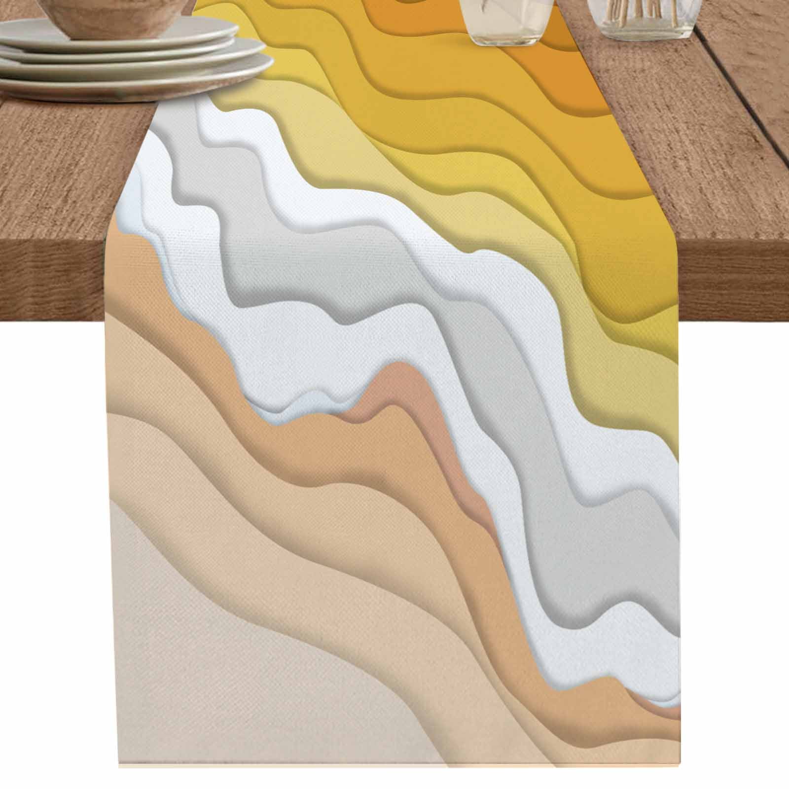 nqOlkjepod Yellow Coastal Beach Table Runner 72 Inches Long Farmhouse ...