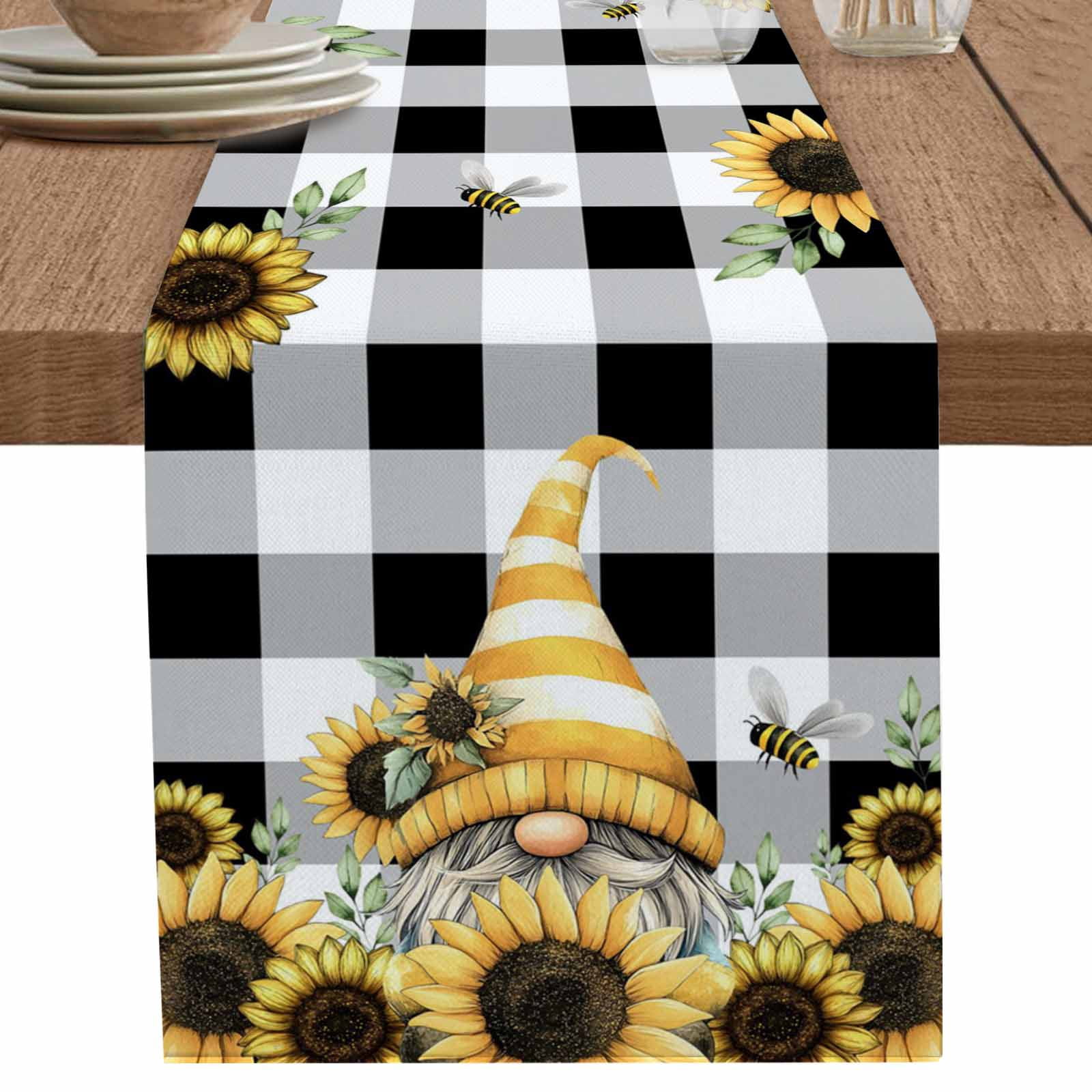nqOlkjepod Yellow Dwarf Table Runner 36 Inches Long Farmhouse Dress ...