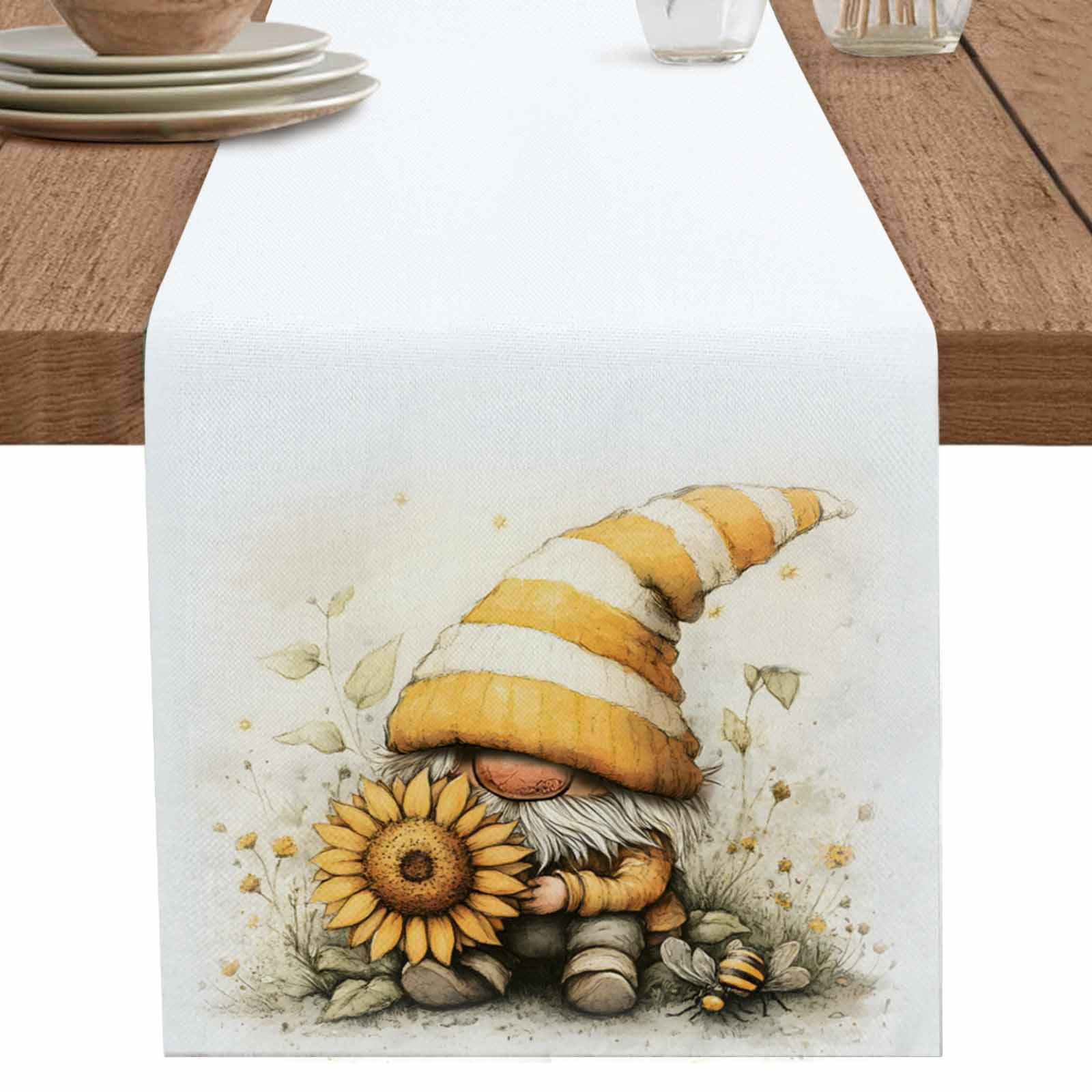 nqOlkjepod Yellow Dwarf Table Runner 48 Inches Long Farmhouse Dress ...