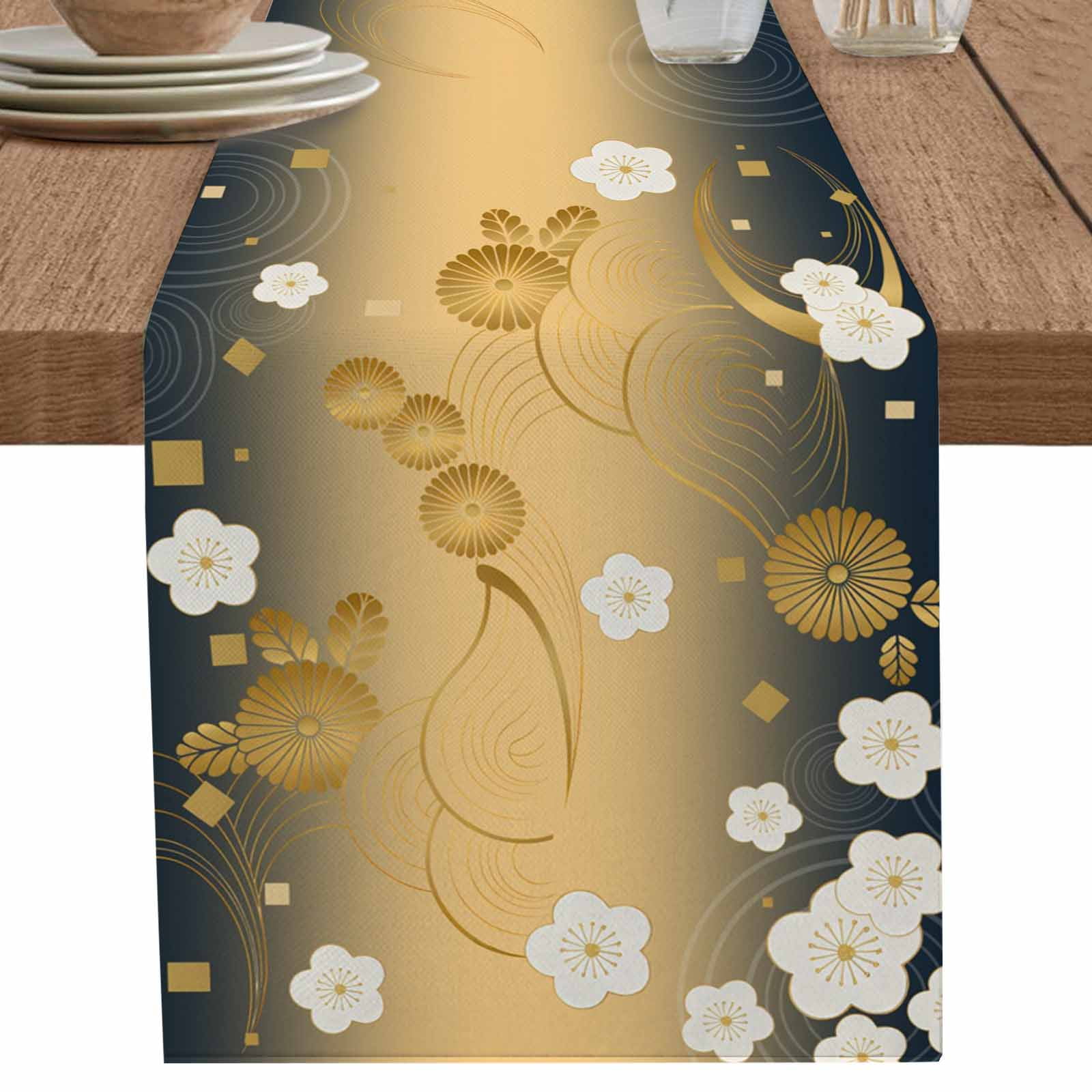 nqOlkjepod Yellow Flower Table Runner 72 Inches Long Farmhouse Dress ...