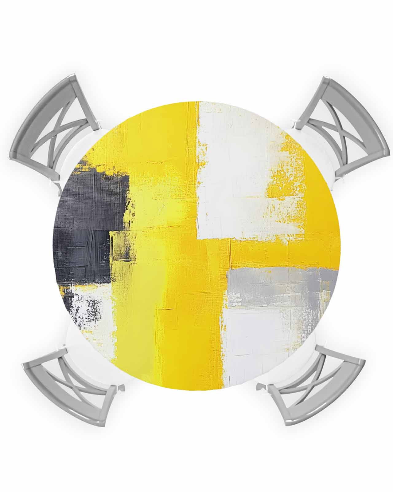 nqOlkjepod Yellow Gray Round Tablecloth, Fitted Table Cover with ...
