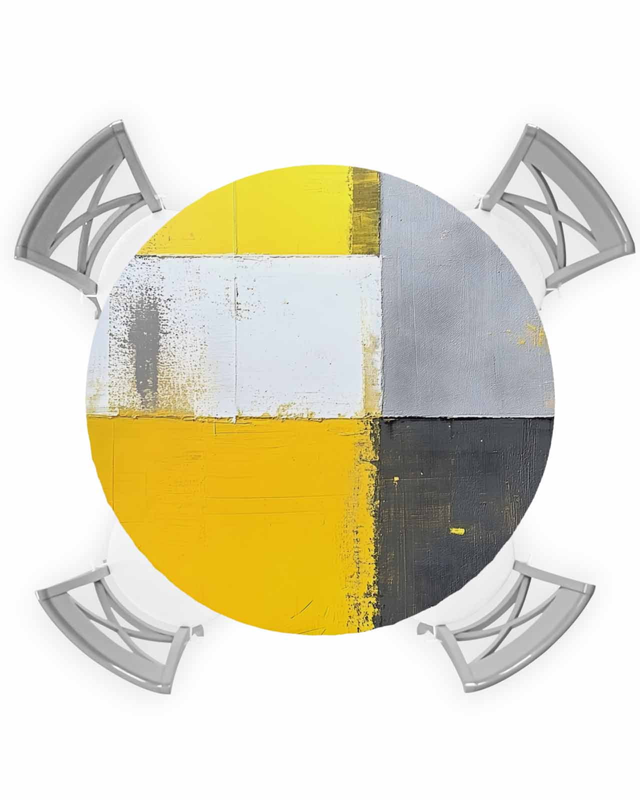nqOlkjepod Yellow Grey Oil Painting Round Tablecloth, Fitted Table ...