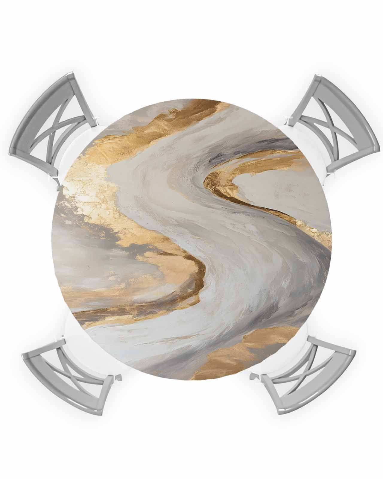 nqOlkjepod Yellow Grey Ombre Round Tablecloth, Fitted Table Cover with ...