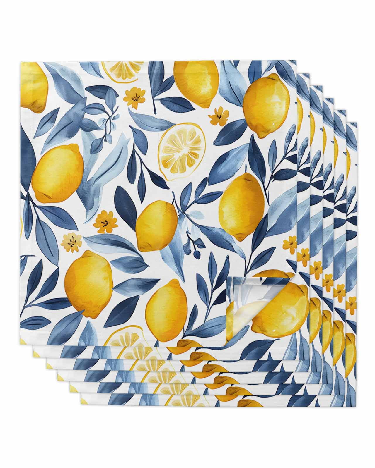 nqOlkjepod Yellow Lemon Cloth Napkins Set of 6 Reusable Dinner Napkins ...