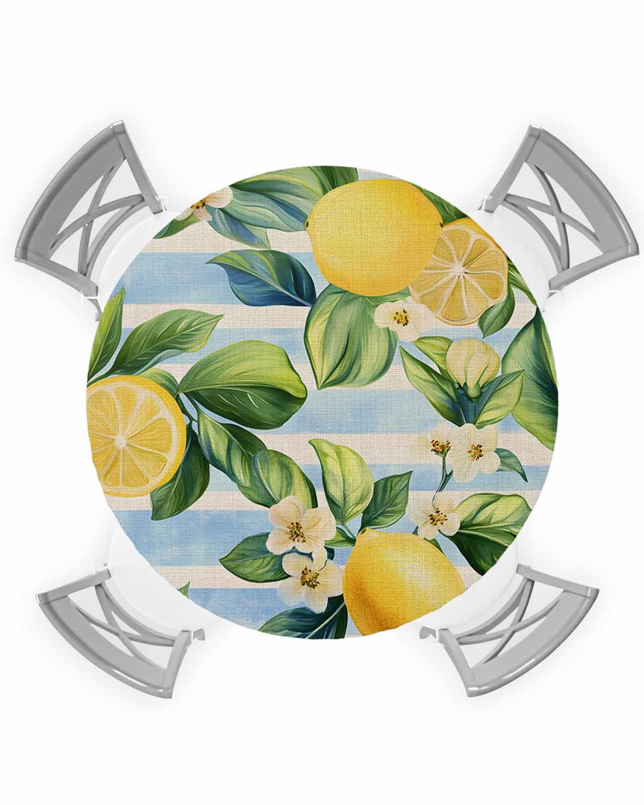 nqOlkjepod Yellow Lemon Round Tablecloth, Fitted Table Cover with ...