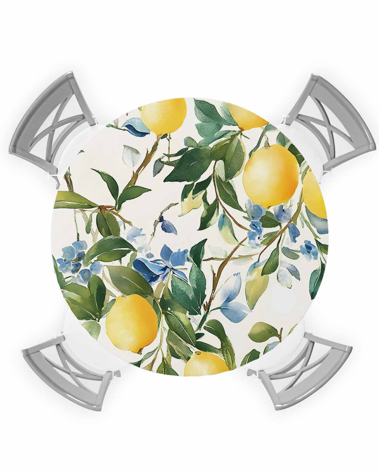 nqOlkjepod Yellow Lemon Round Tablecloth, Fitted Table Cover with ...