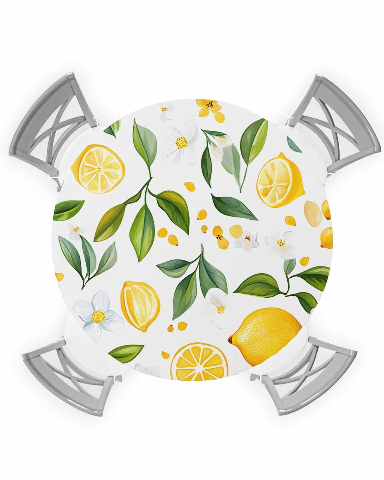 nqOlkjepod Yellow Lemon Round Tablecloth, Fitted Table Cover with ...