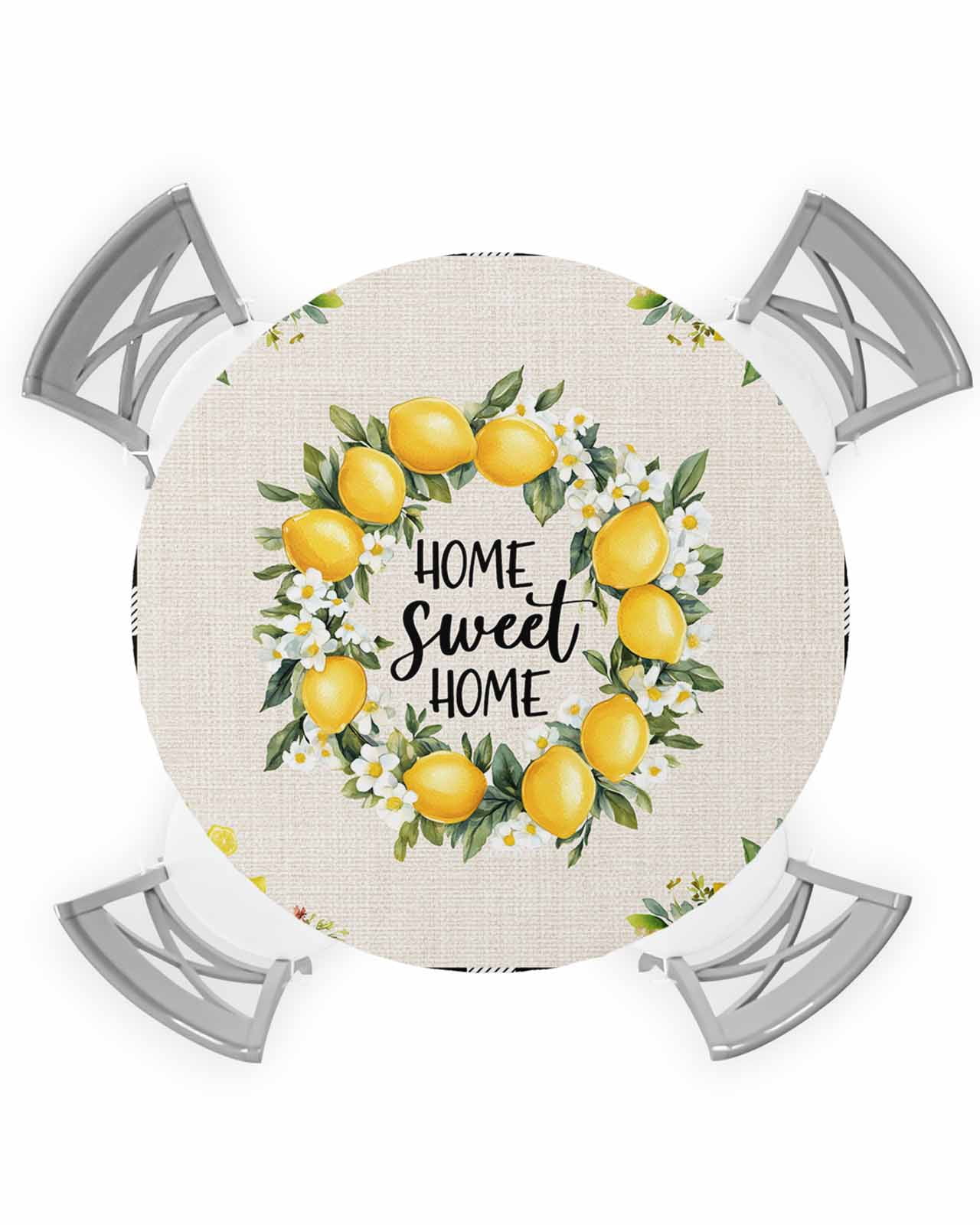 nqOlkjepod Yellow Lemon Round Tablecloth, Fitted Table Cover with ...