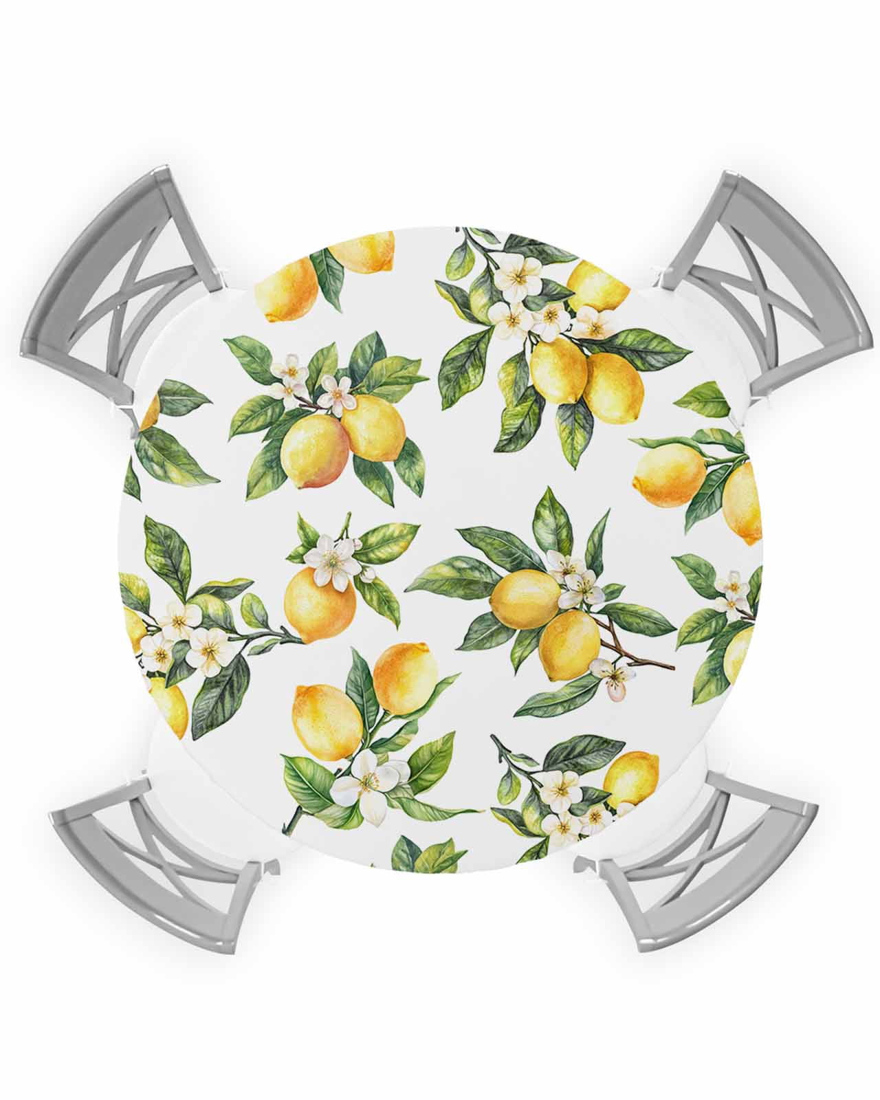 nqOlkjepod Yellow Lemon Round Tablecloth, Fitted Table Cover with ...