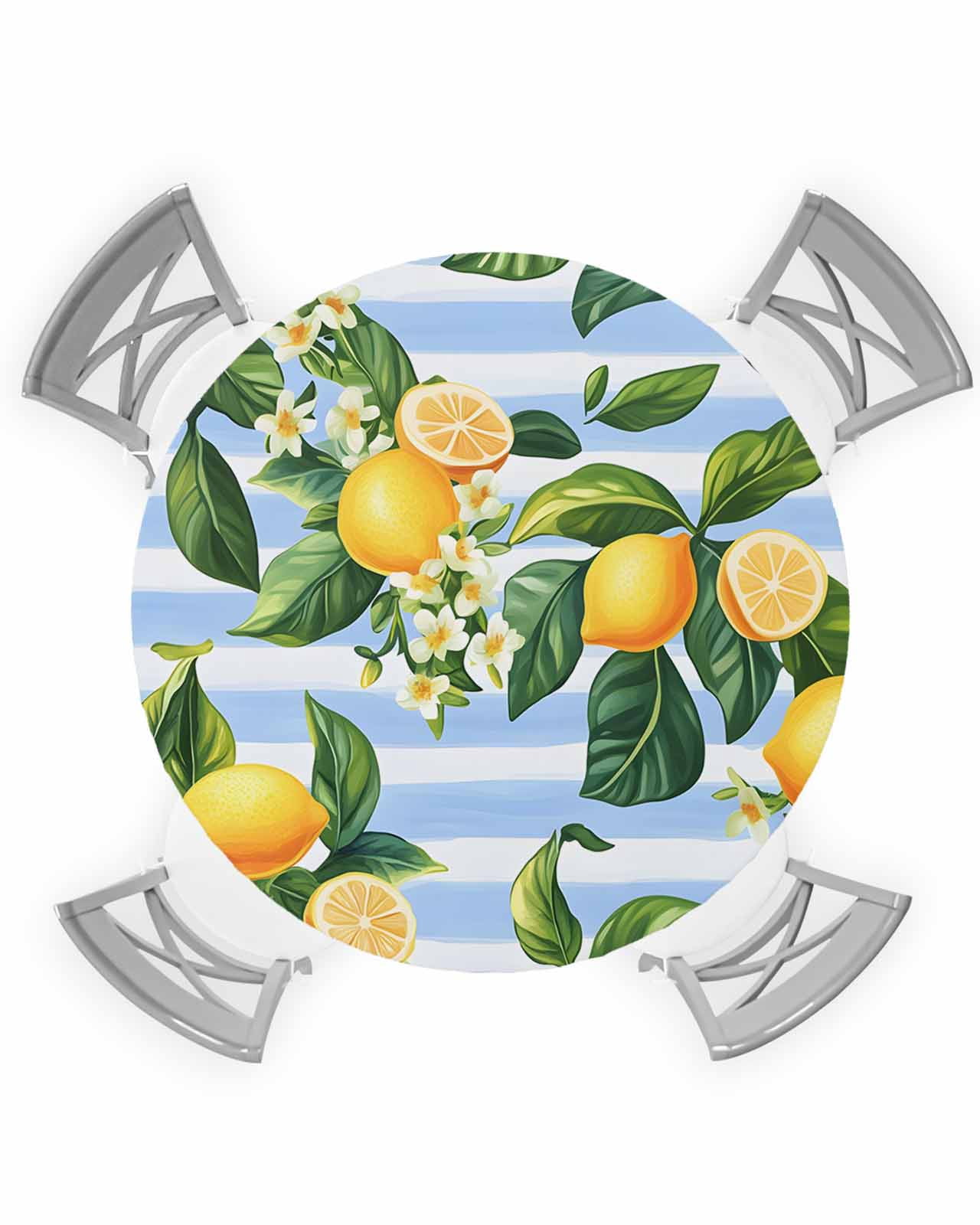 nqOlkjepod Yellow Lemon Round Tablecloth, Fitted Table Cover with ...