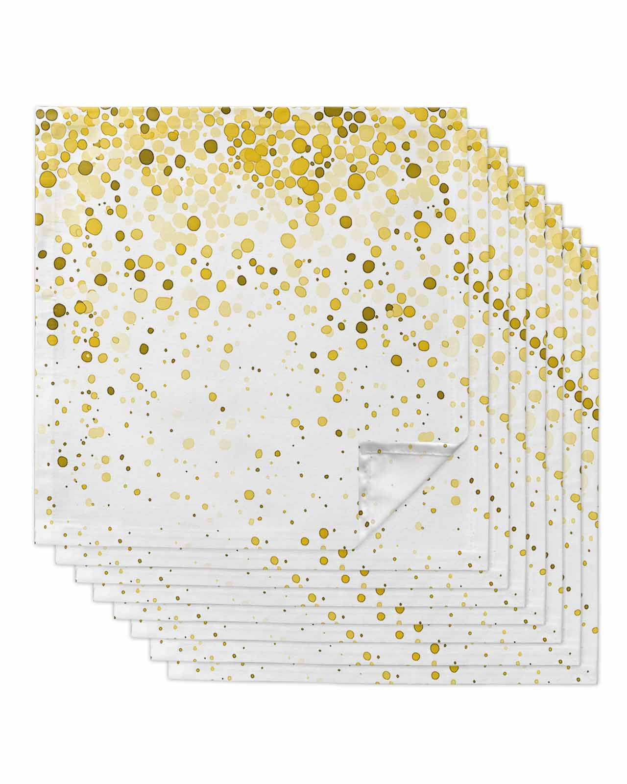 nqOlkjepod Yellow Polka Dot Cloth Napkins Set of 8 Reusable Dinner ...