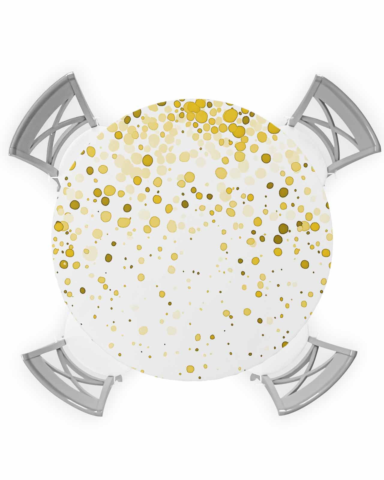 nqOlkjepod Yellow Polka Dot Round Tablecloth, Fitted Table Cover with ...