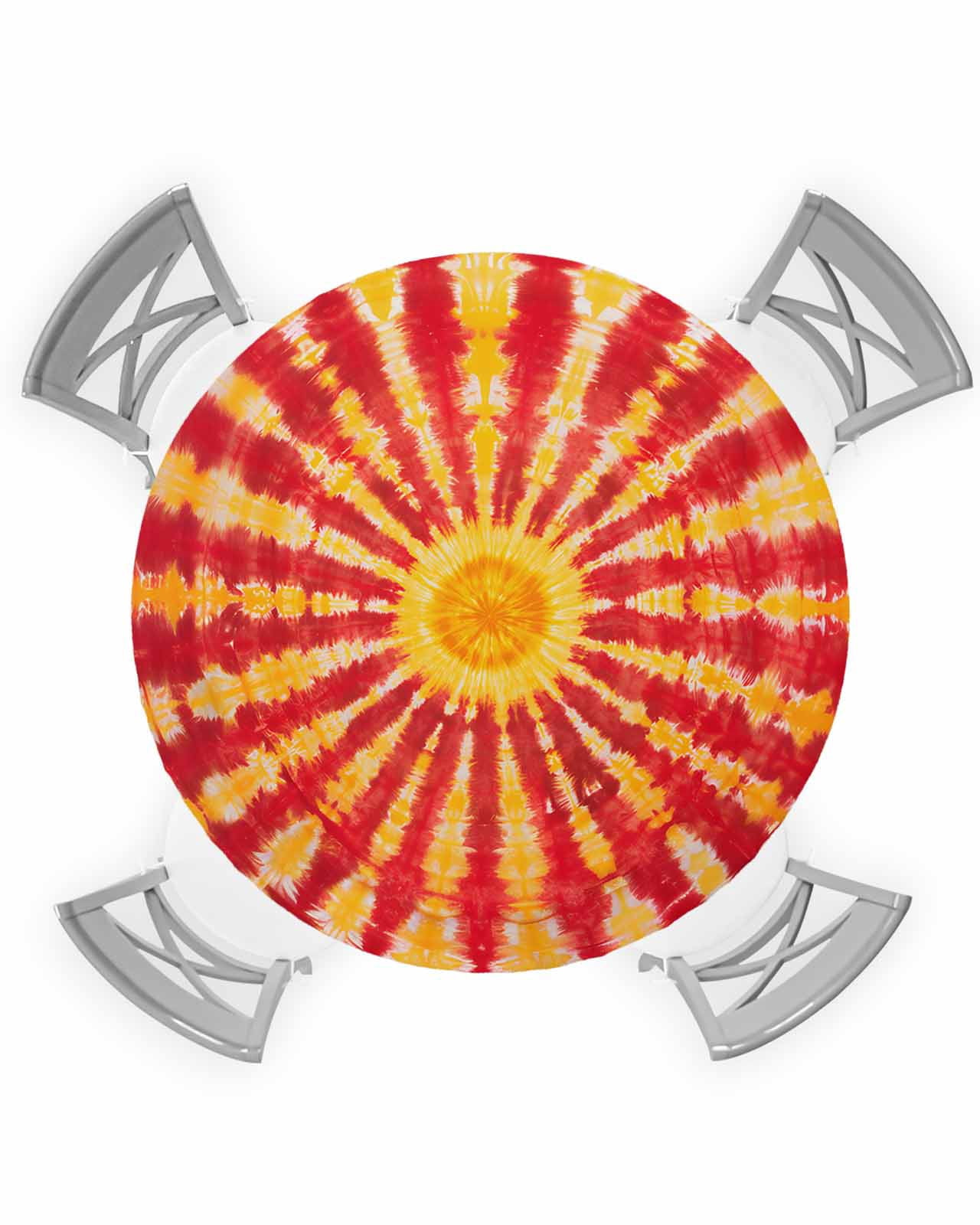 nqOlkjepod Yellow Red Boho Round Tablecloth, Fitted Table Cover with ...