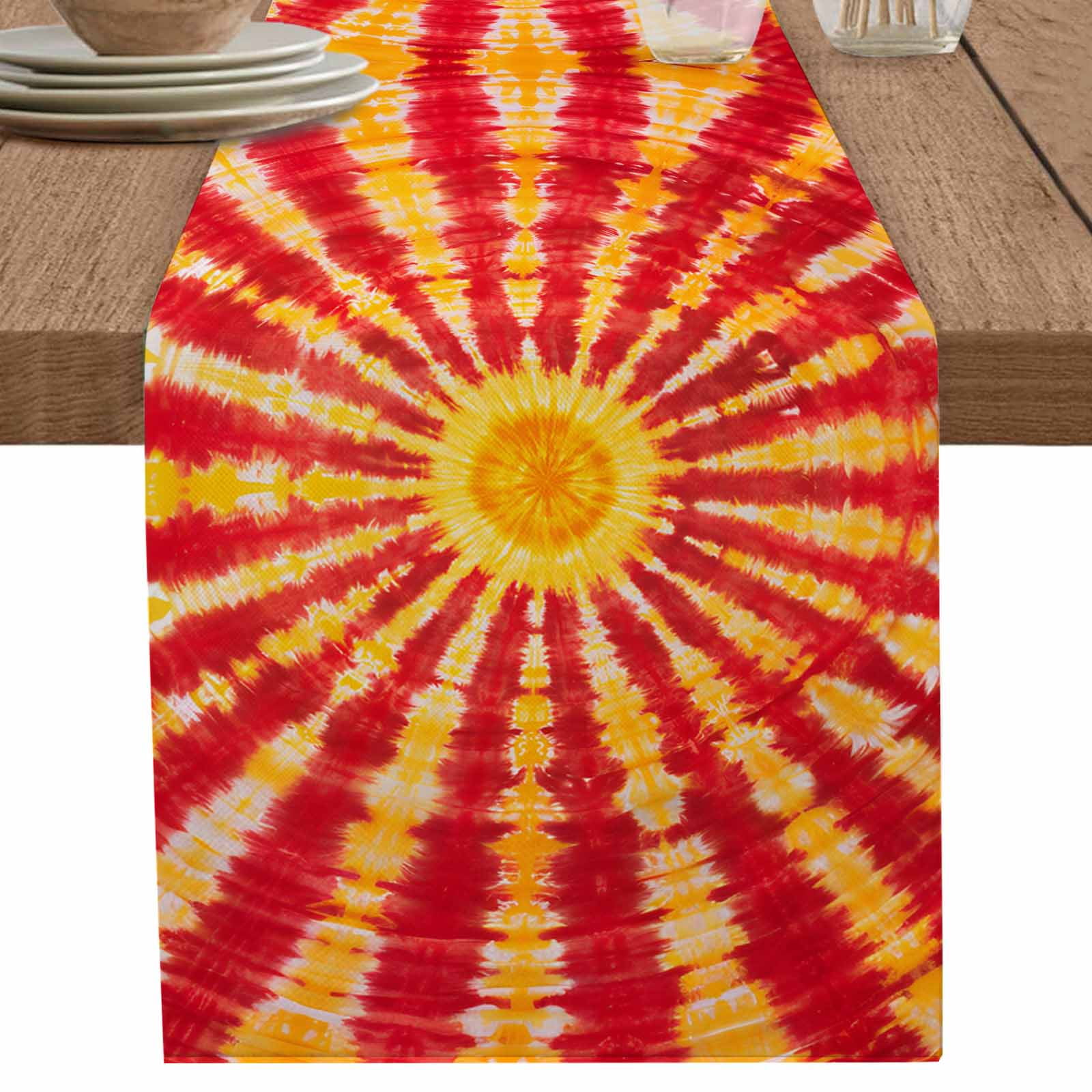 nqOlkjepod Yellow Red Boho Table Runner 72 Inches Long Farmhouse Dress ...