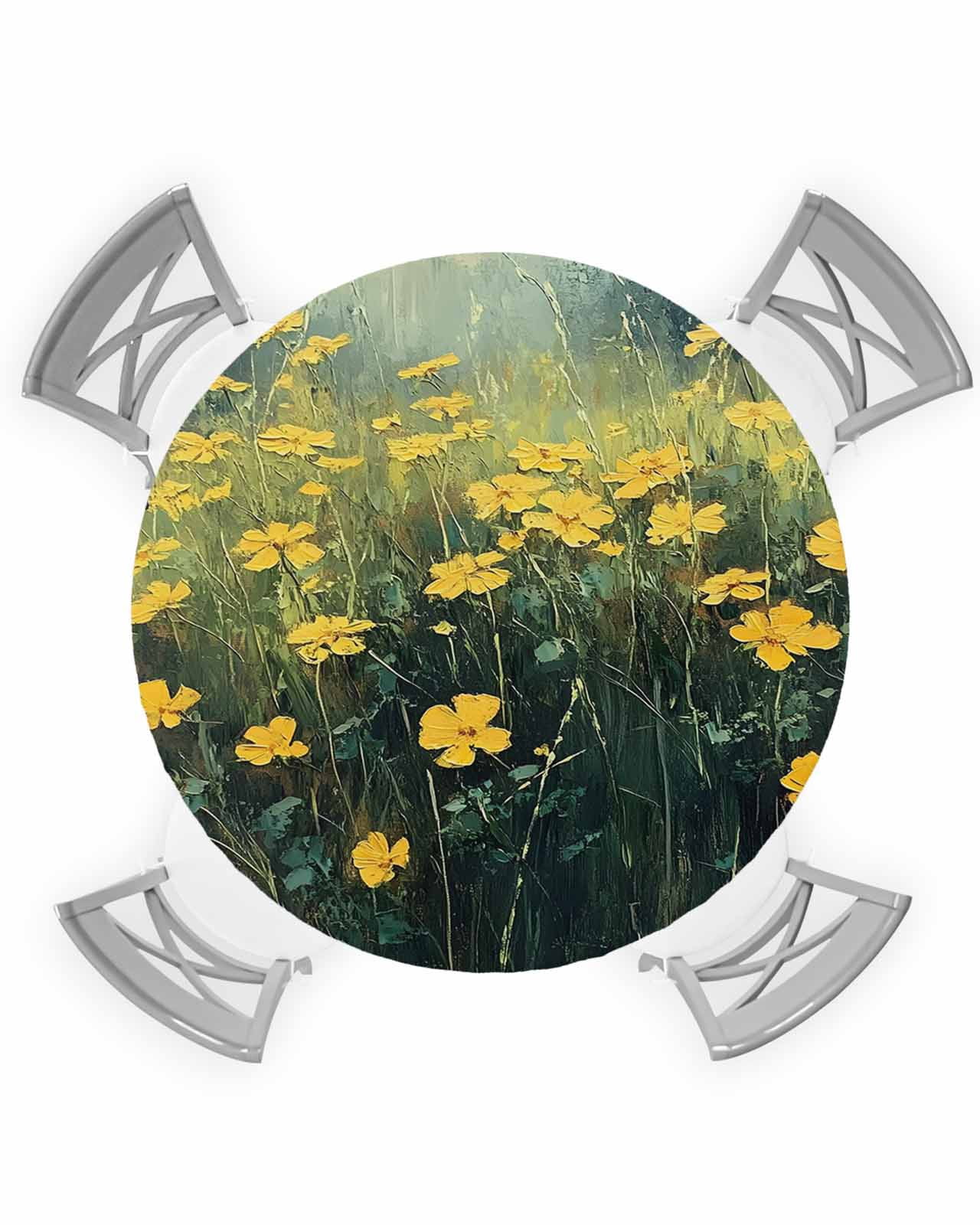 nqOlkjepod Yellow Spring Floral Round Tablecloth, Fitted Table Cover ...