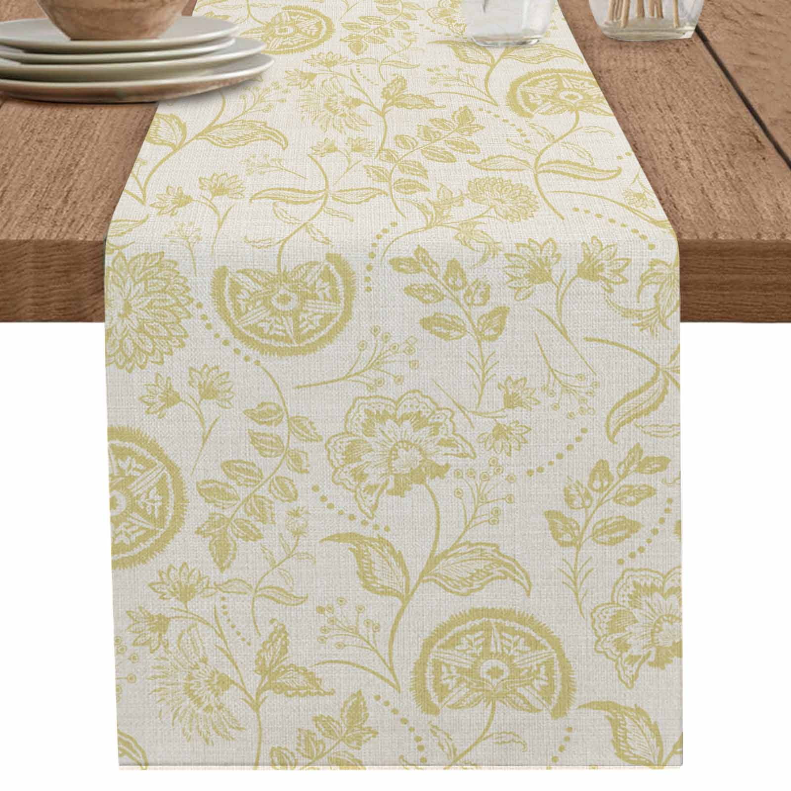 nqOlkjepod Yellow Spring Floral Table Runner 72 Inches Long Farmhouse ...