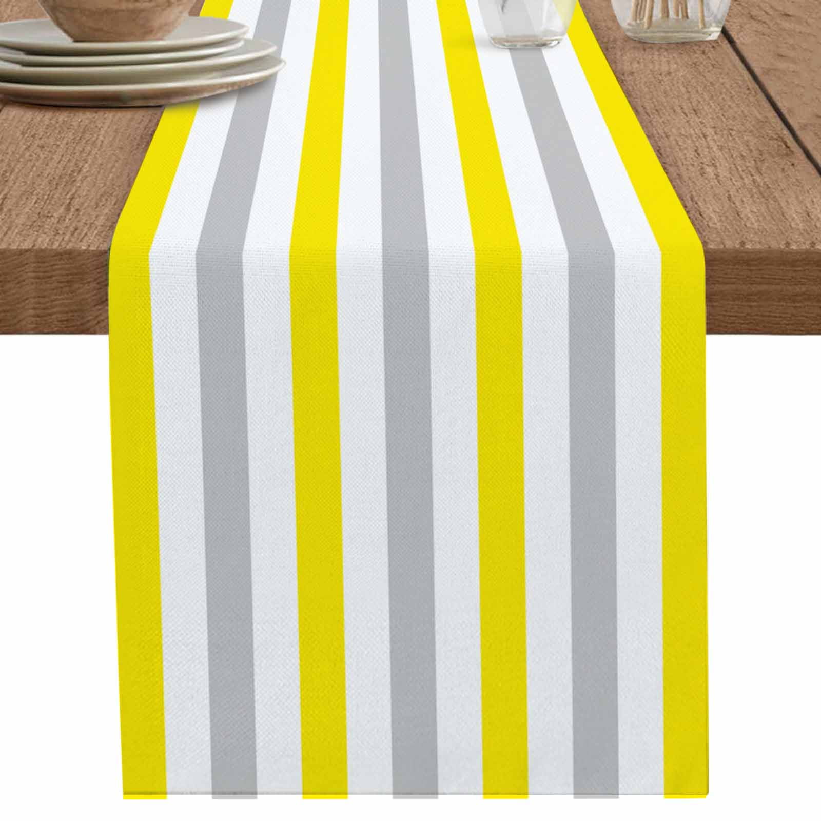 nqOlkjepod Yellow Stripe Table Runner 60 Inches Long Farmhouse Dress ...